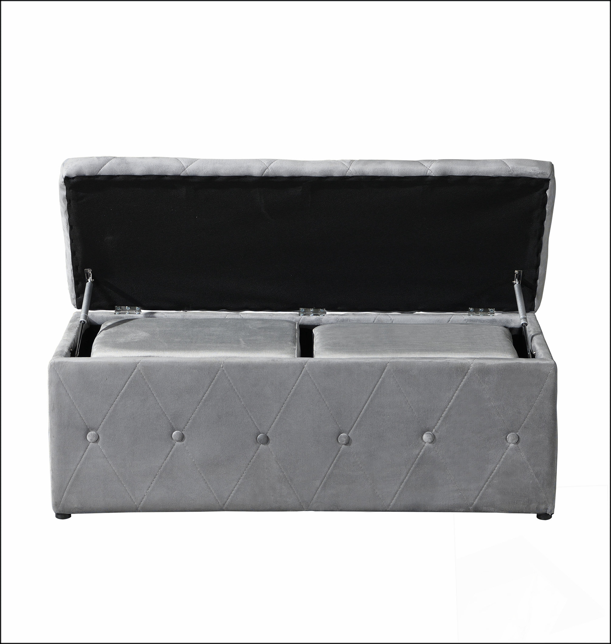 Mercer41 1 Piece Rectangular Storage Ottoman Short velvet with 2 Set ...