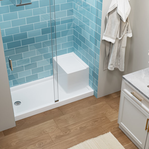 HOROW 60" x 32" Shower Base with Seat and Drain Included, Non-slip ...
