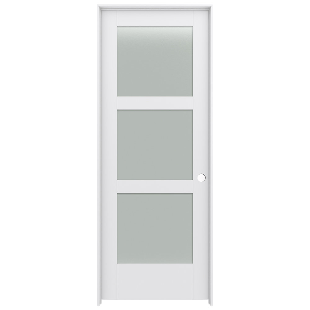 JELD-WEN MODA 3-Lite Frosted Glass Primed Prehung Interior Door | Wayfair