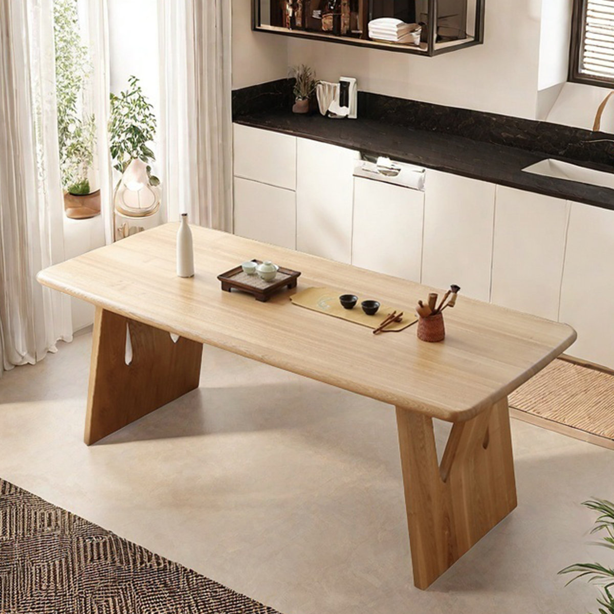 Beicang Home Solid wood large board dining table widened | Wayfair