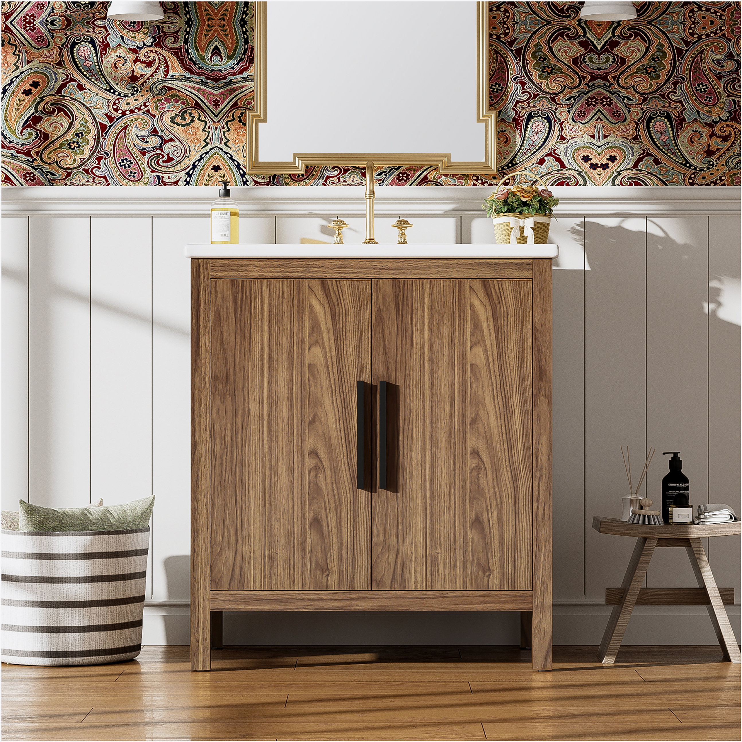Millwood Pines 30" Wood Color Bathroom Vanity with Single Sink ...