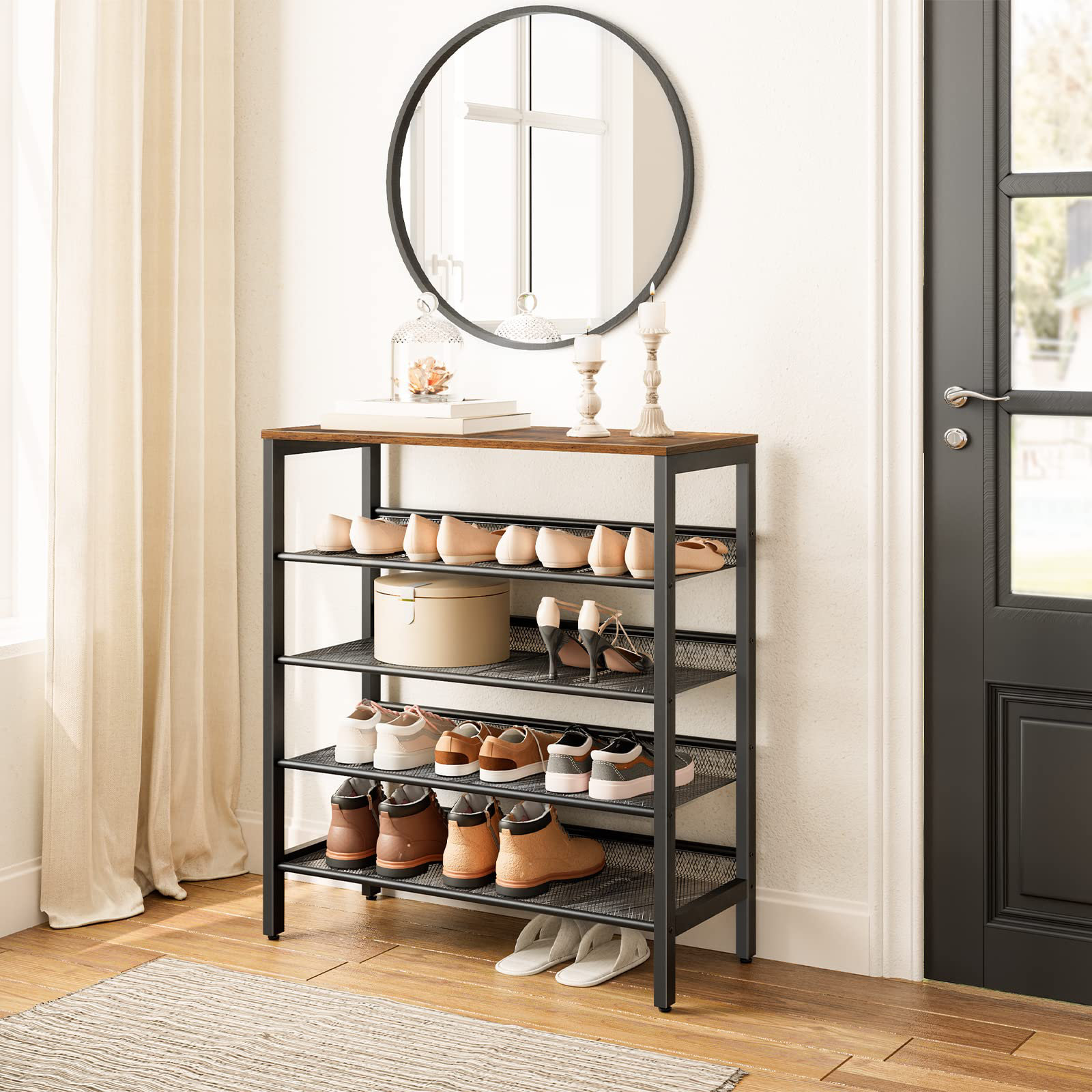 17 Stories 5-Layer Shoe Rack, Horizontal And Tilt Adjustable Shoe Rack ...