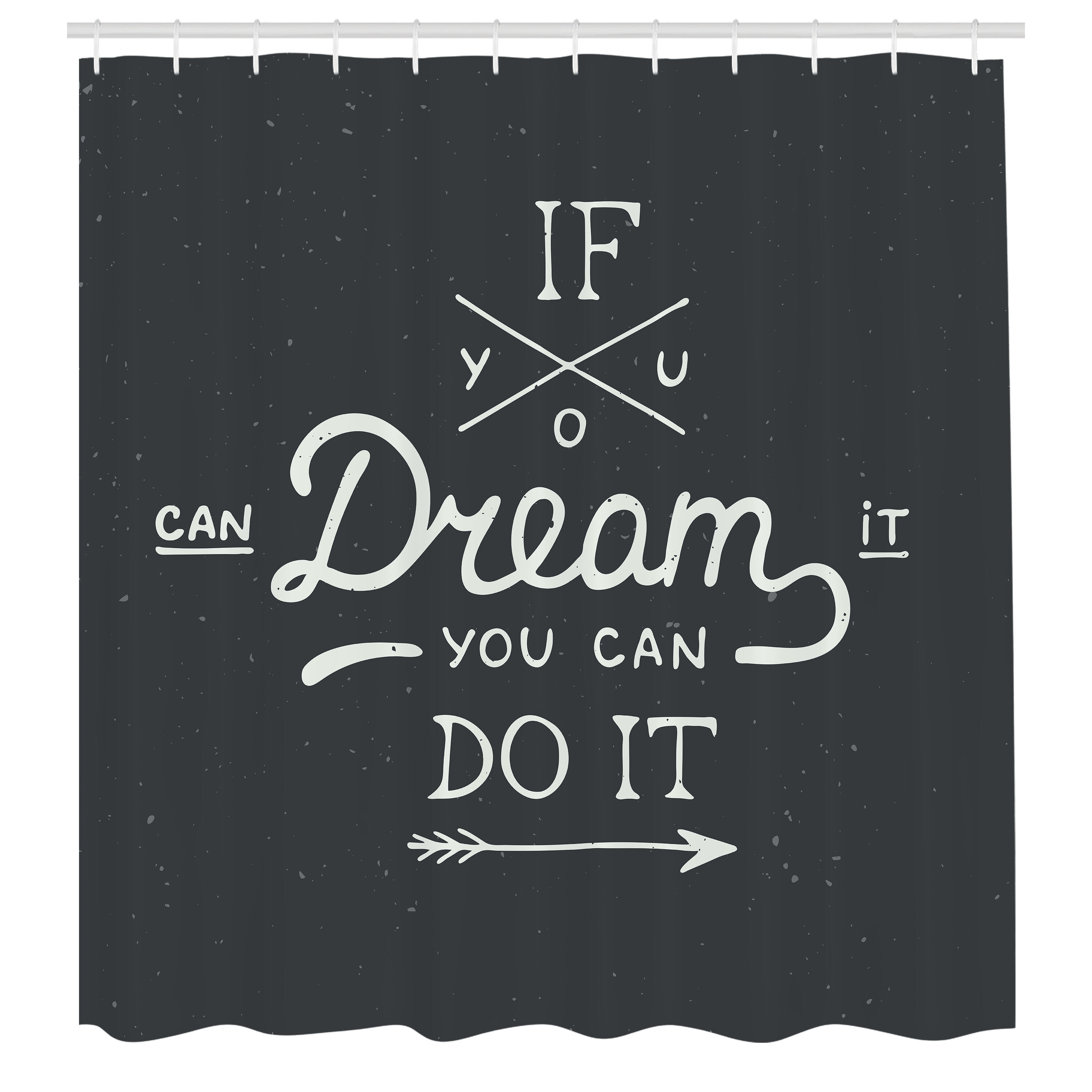 Latitude Run® Wording Shower Curtain Wise Words Vintage Charcoal Grey ...
