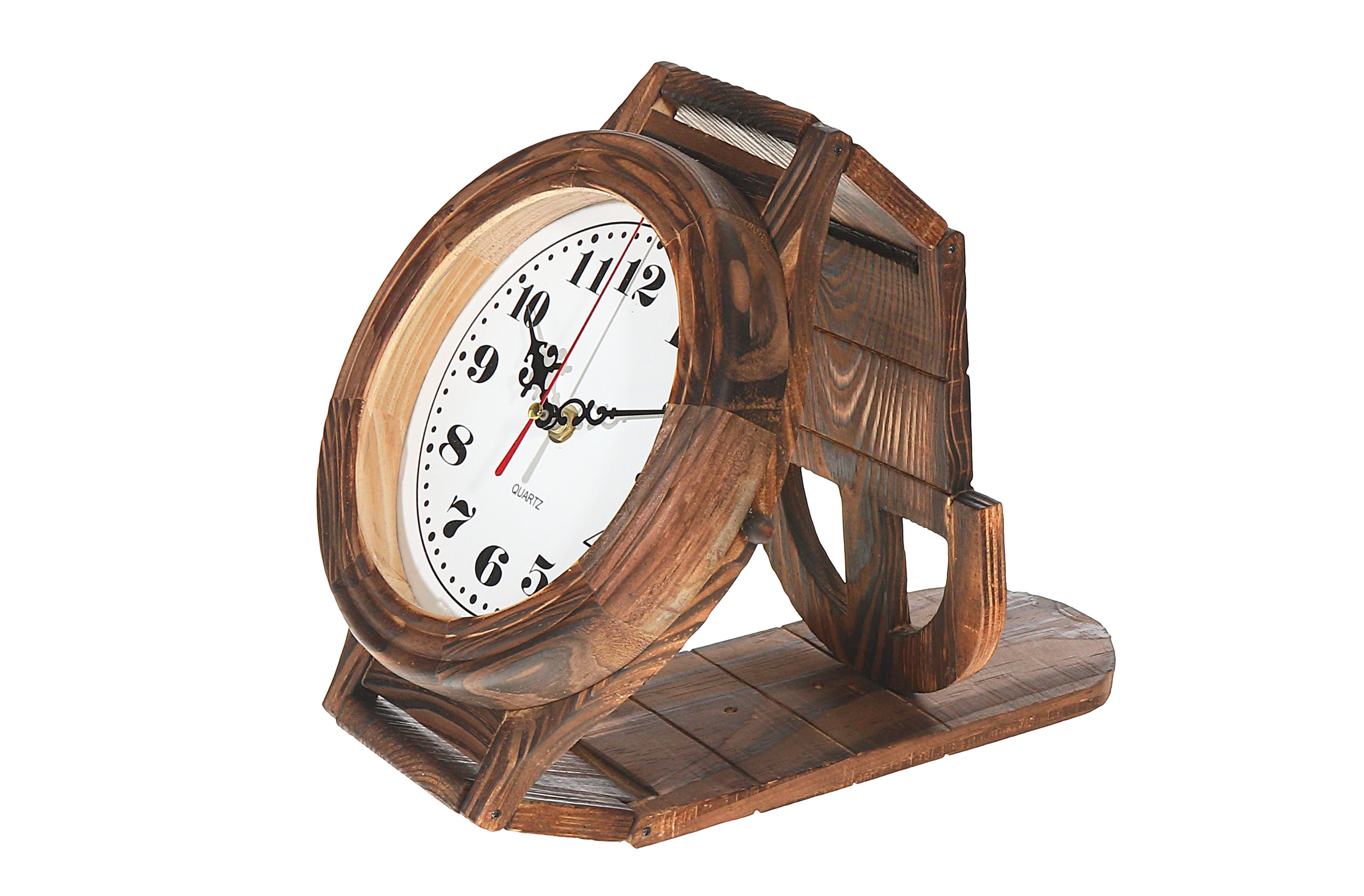 iH casadécor Wood Tabletop Clock in Brown | Wayfair