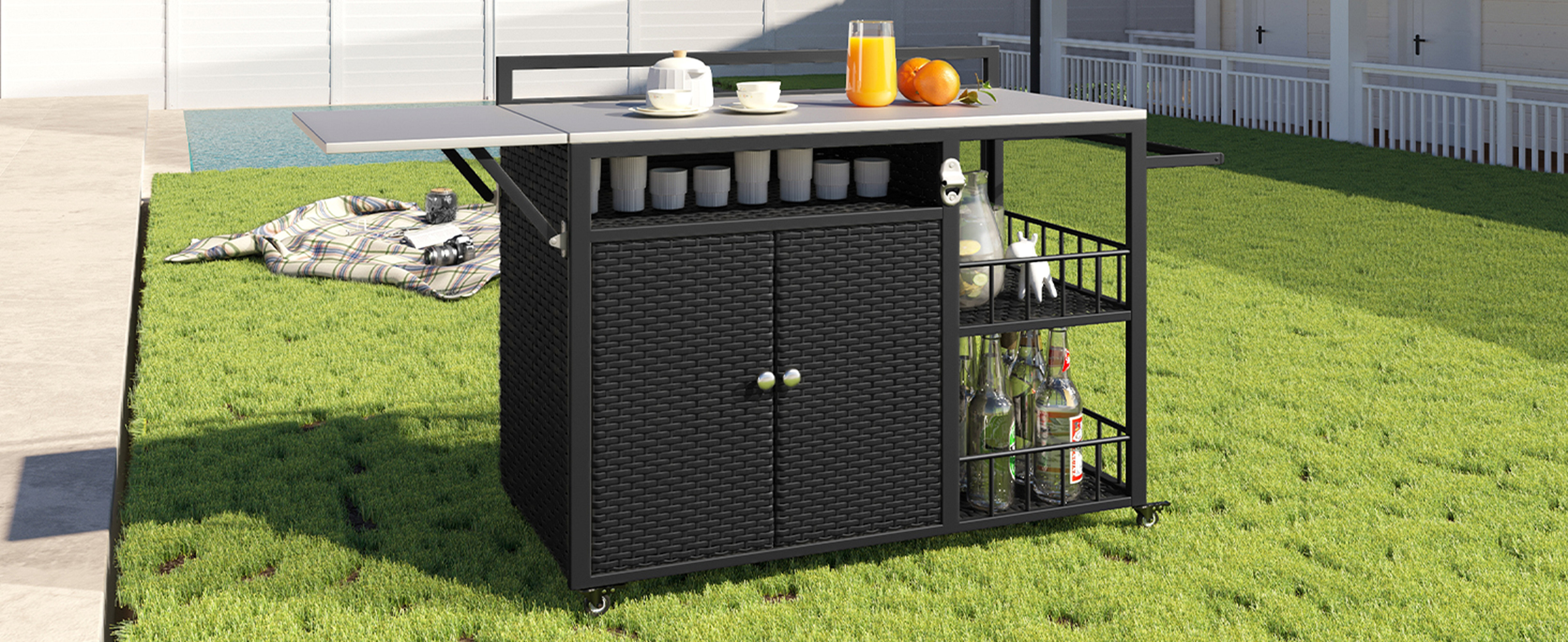 Red Barrel Studio® 63.5" Outdoor Kitchen Island, Kitchen Storage Island ...