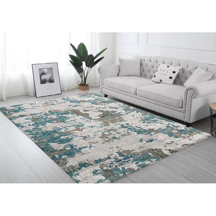Williston Forge Loess Blue/White/Grey Rug | Wayfair.co.uk
