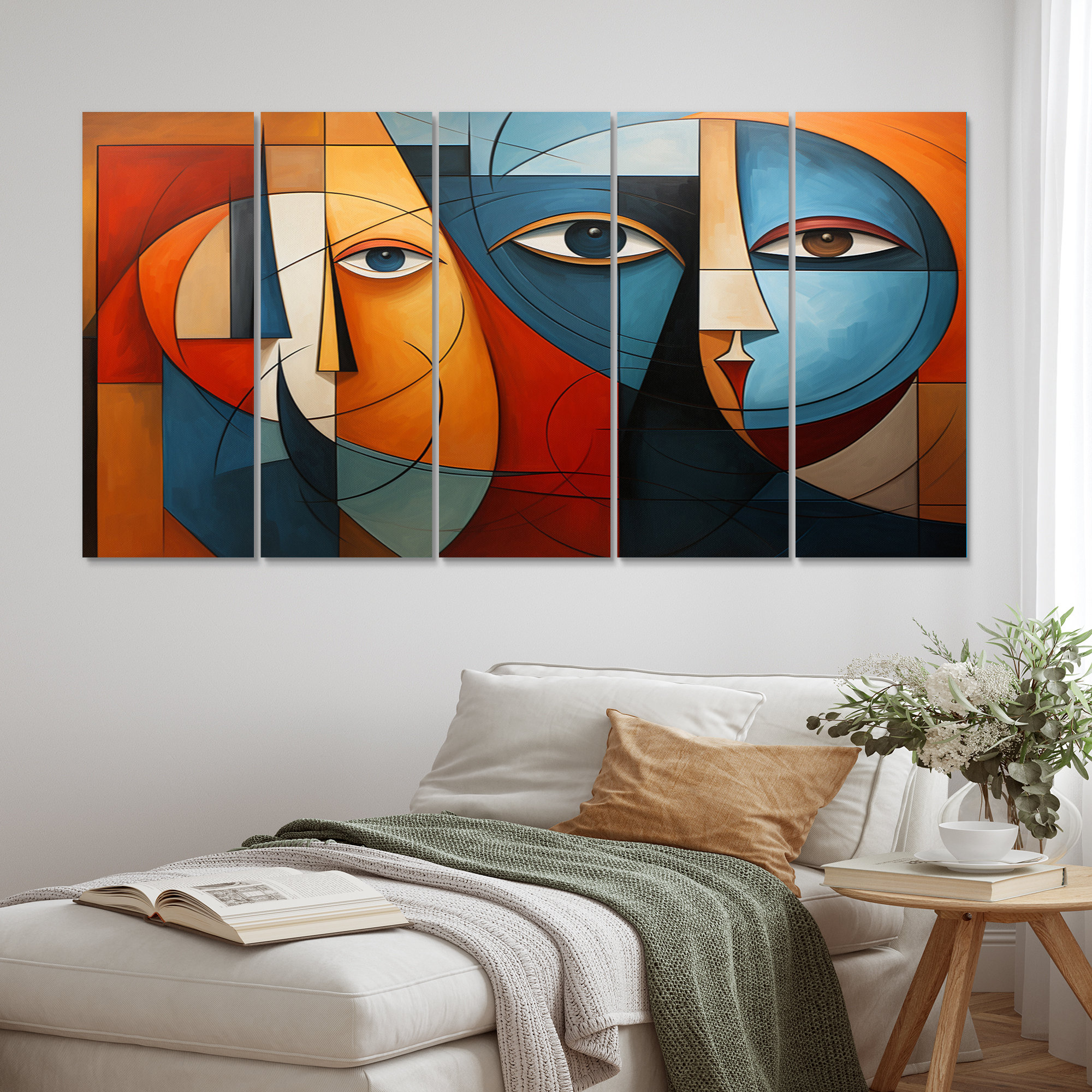 Design Art Cubism Geometric Portrait X - Cubism Metal Wall Art Set ...