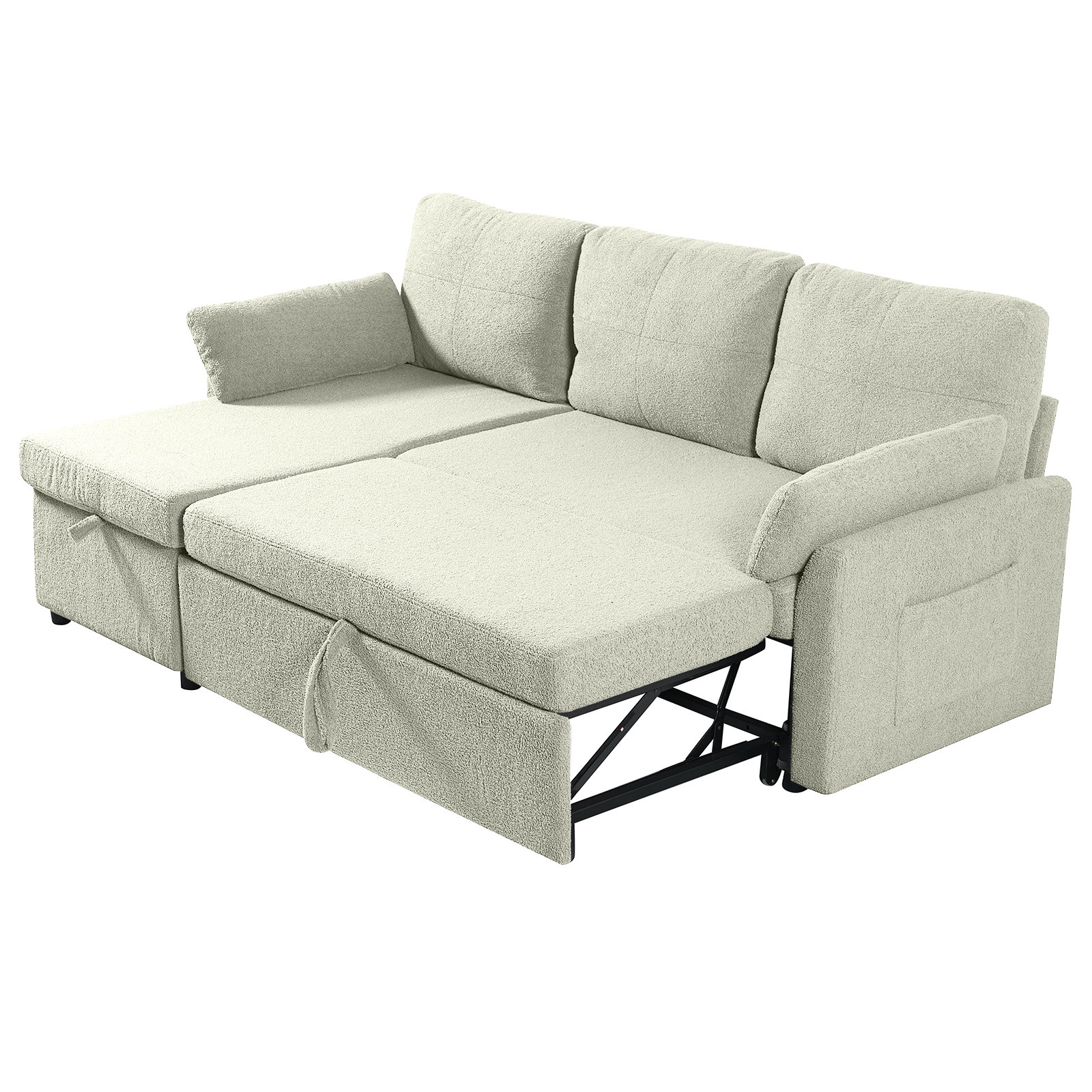 Greenspring Sleeper Sofa Bed, Pull Out Sofa Bed with Storage Chaise L ...