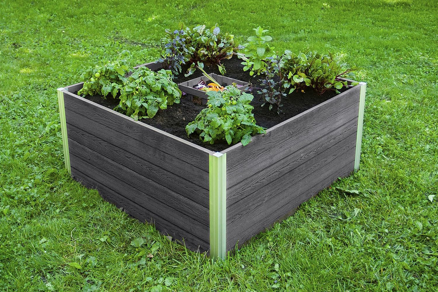 Hokku Designs 4X4X22 Keyhole Composting Raised Garden Bed - Slate Gray ...