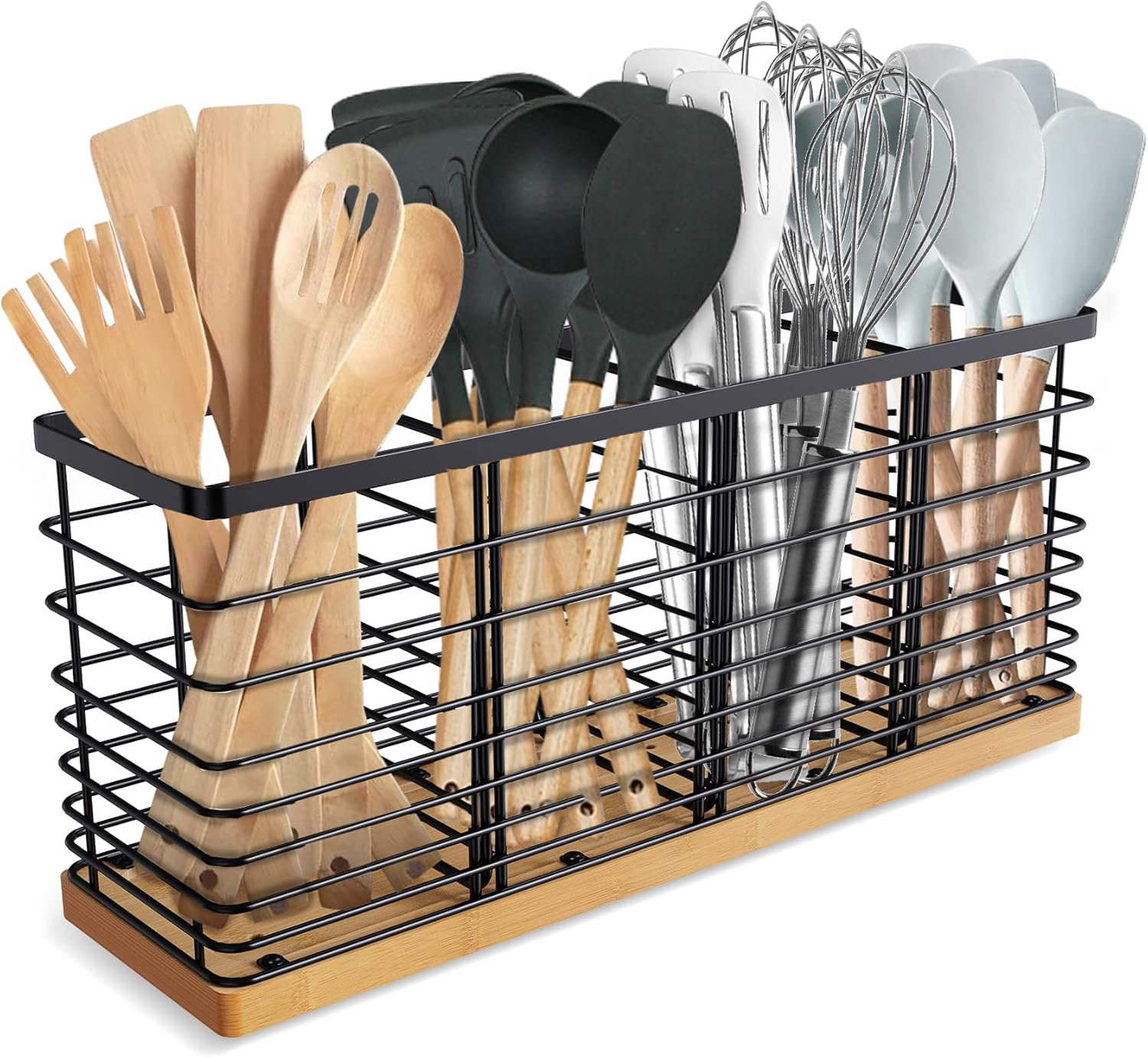 One Allium Way® Extra Large Kitchen Utensil Holder With 4 Compartments ...