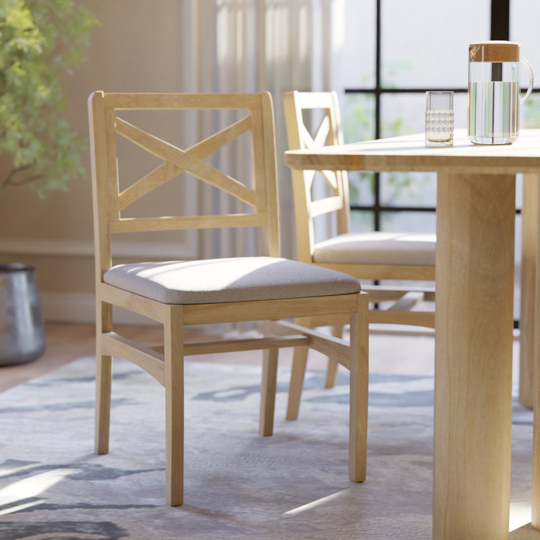 Gracie Oaks Solid Wood Cross-Back Dining Chair – choose Natural or ...