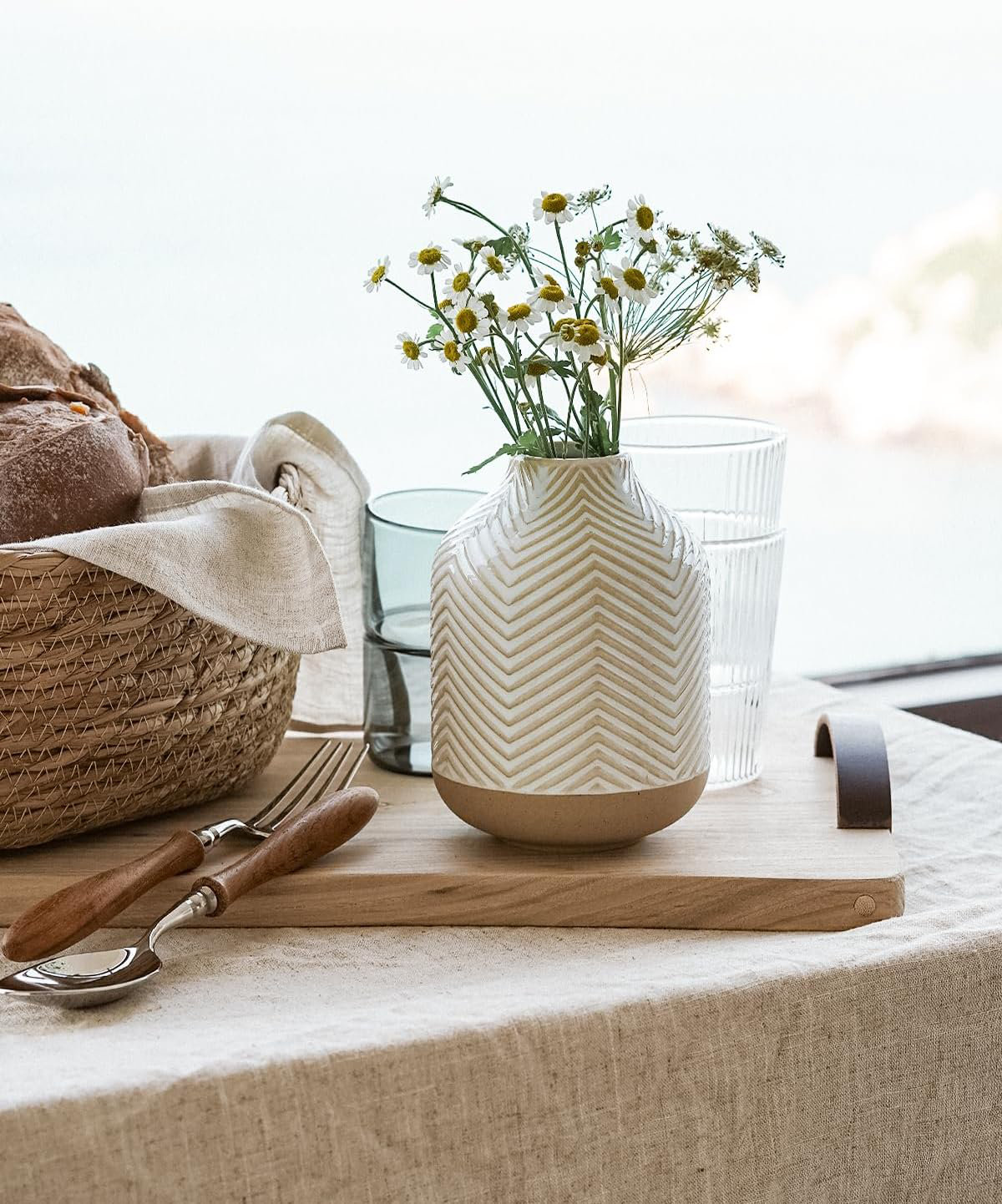 George Oliver Set Of 4 Small Boho Ceramic Vases, 5.3 Inch Rustic ...