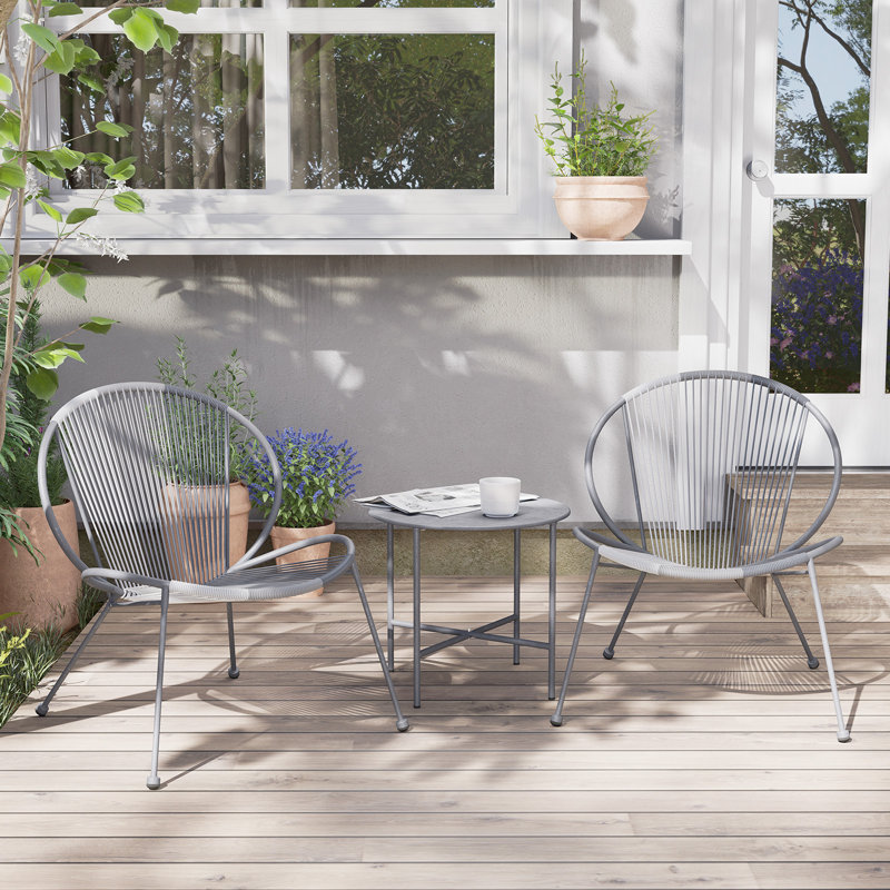 AllModern Halcott Steel Frame Rattan String Set Of 3 "& Reviews" | Wayfair