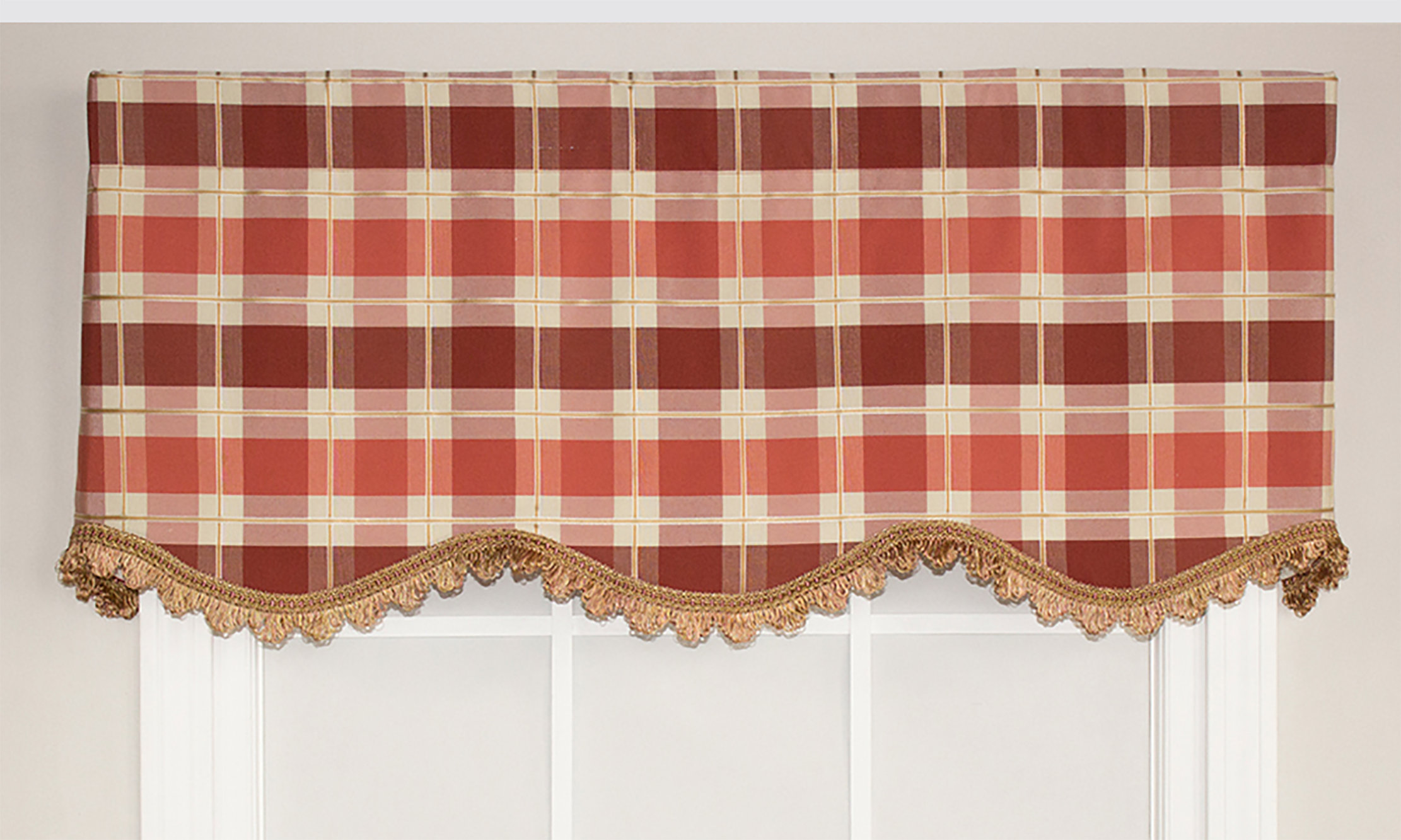 RLF Home Plaid Tailored 50" Curtain Valance | Wayfair
