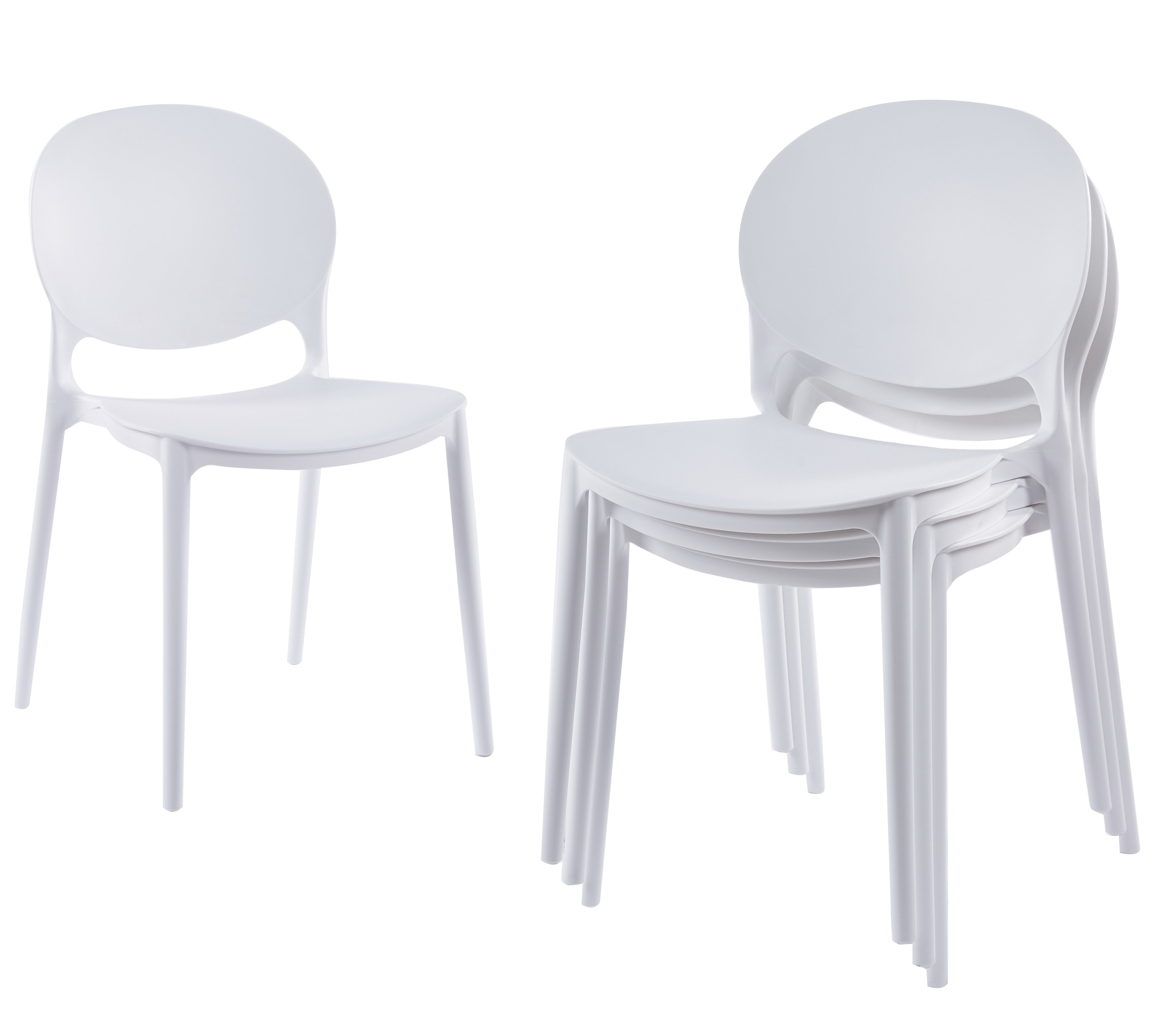 Metro Lane Stoker White Stackable Plastic Chairs (cha203) X 4 | Wayfair.ie