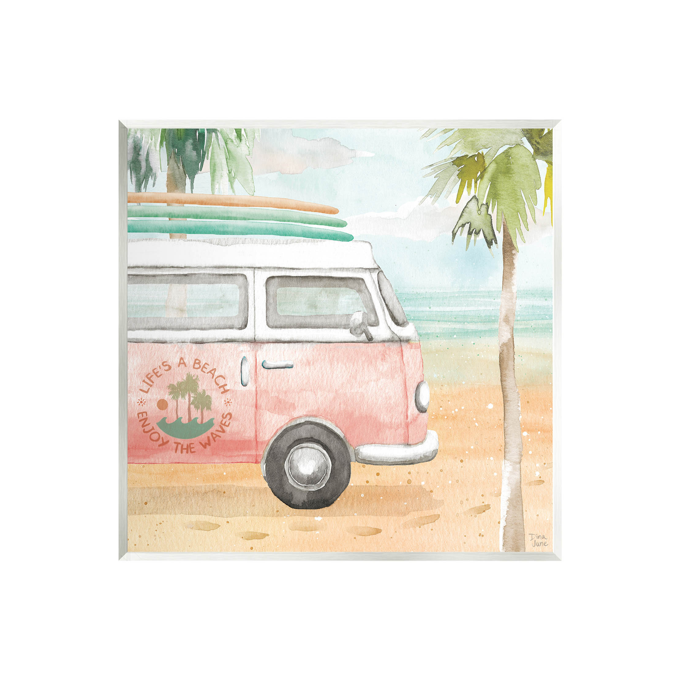 Stupell Industries " Life's A Beach Pink Surf Van " by Dina June | Wayfair