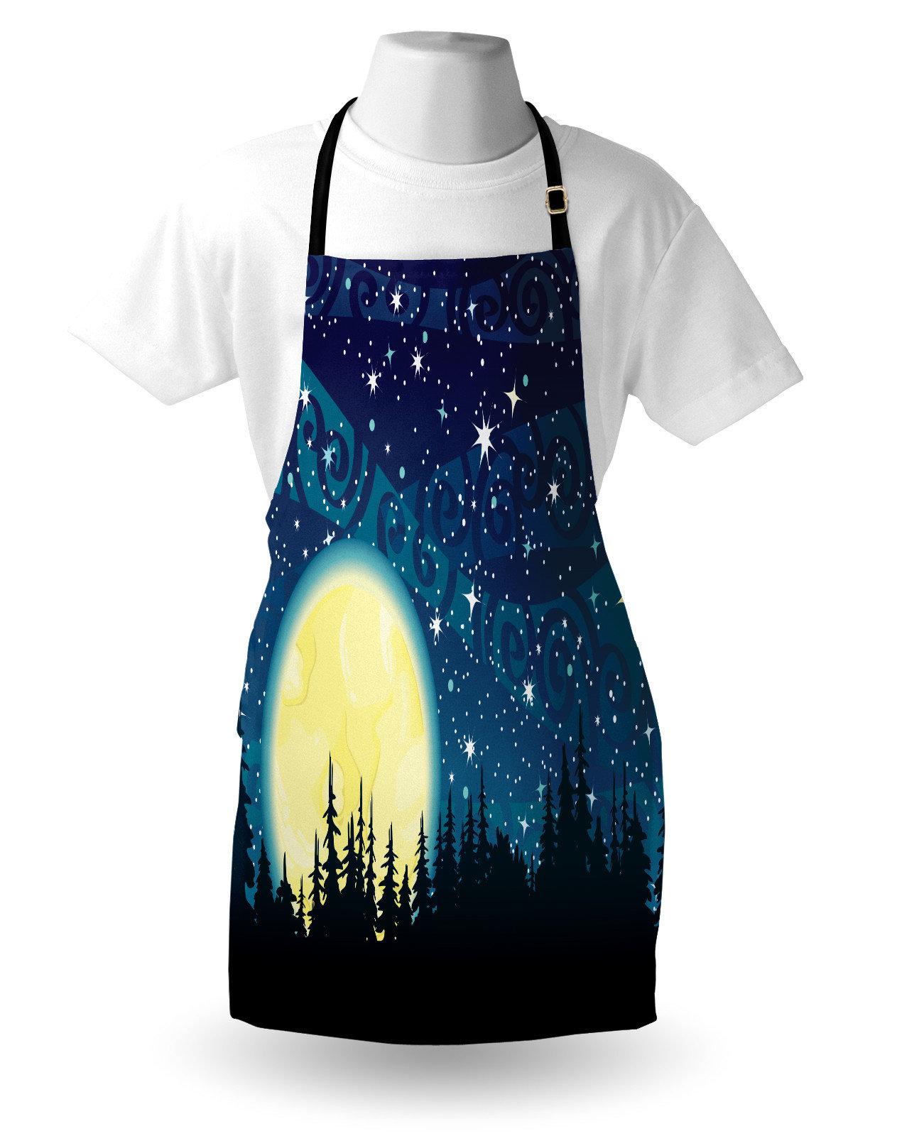East Urban Home Starry Night Apron Unisex, Moon over Forest, Adult Size ...