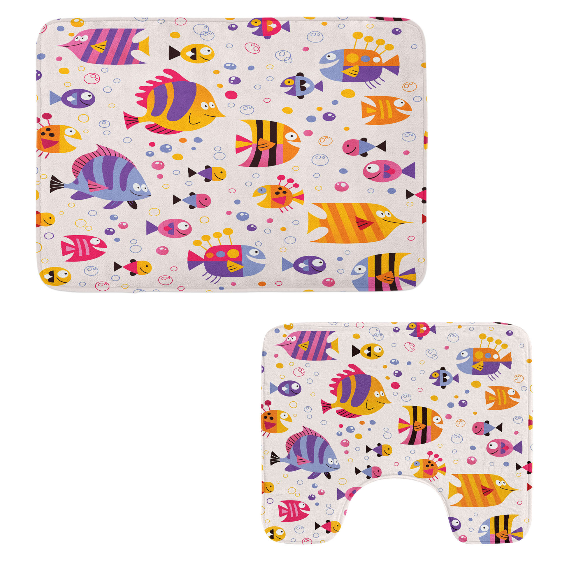 East Urban Home Fish Bathroom Rug Set 2 Pieces Rectangle & Contour Mats ...