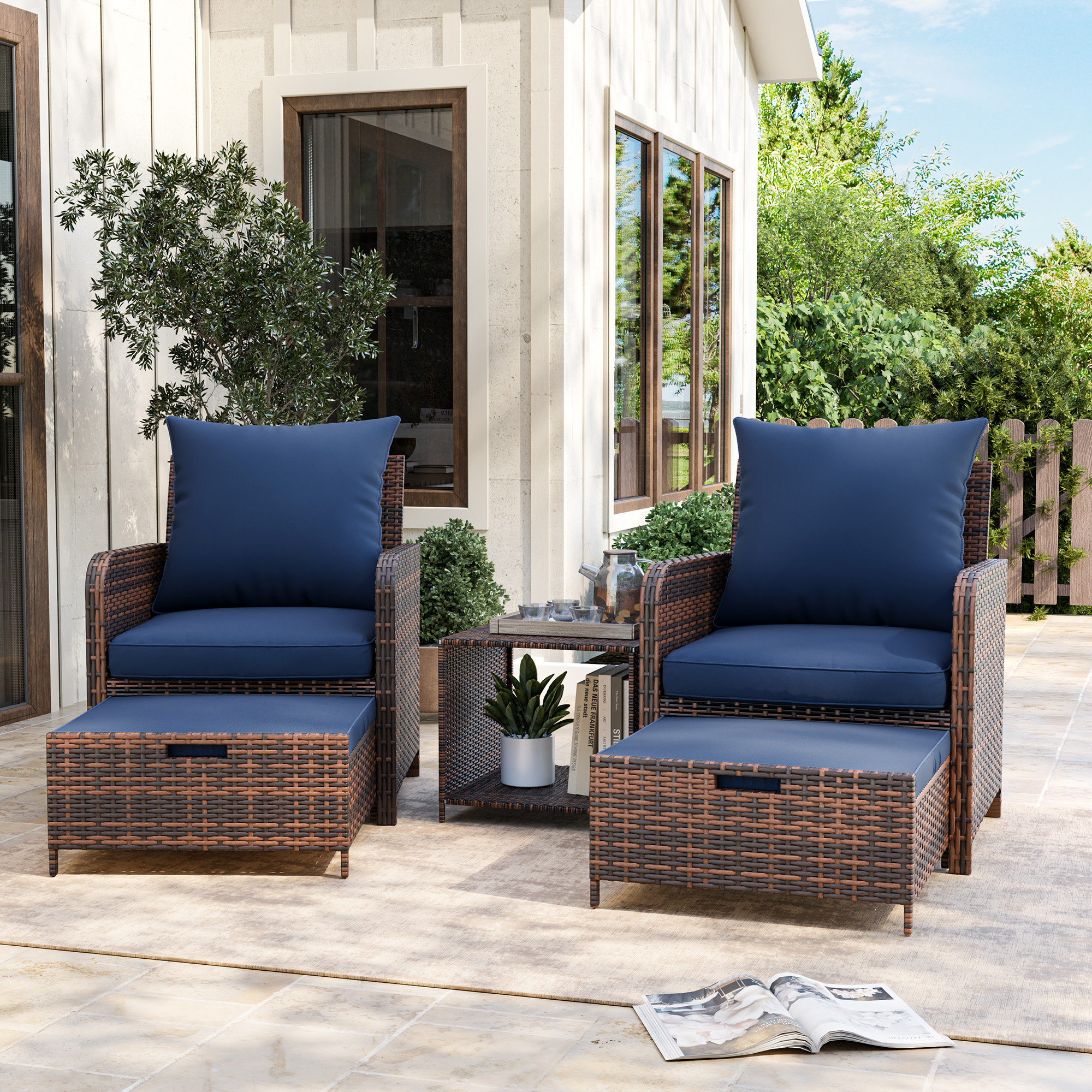 Red Barrel Studio® Billmont Wicker/Rattan 2 Person Seating Patio ...