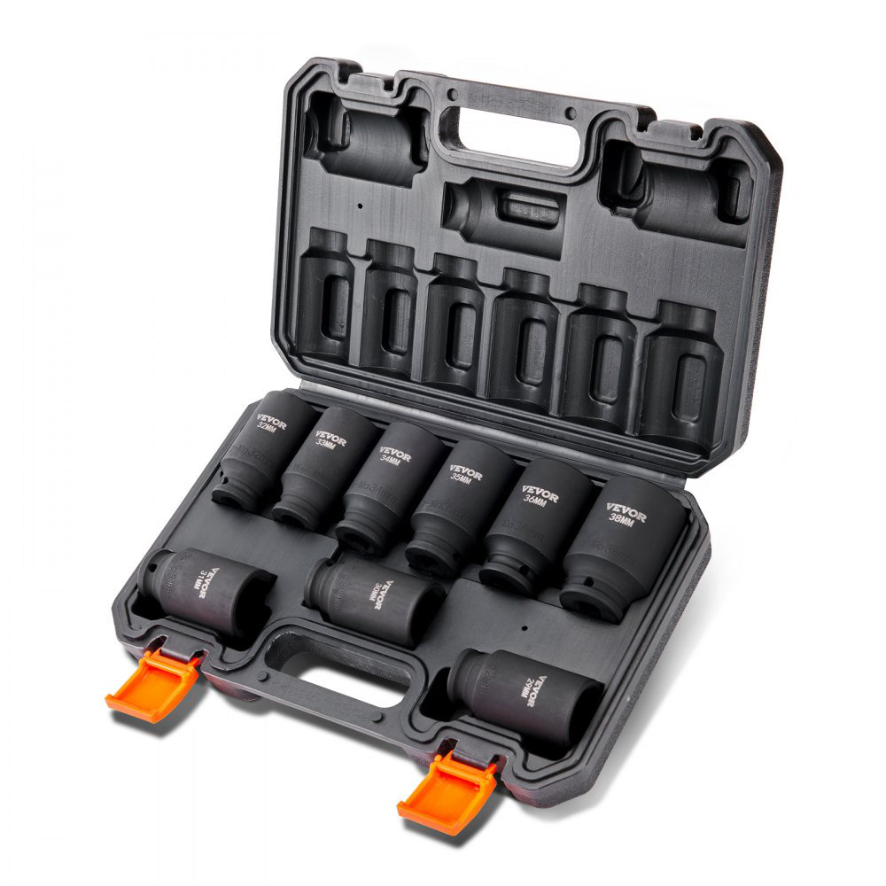17 Stories 1/2" Drive Impact Socket Set, 9 Piece Deep Socket Set Metric ...