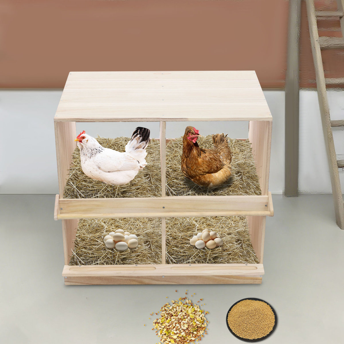Ophelia & Co. 4 Compartment Wooden Nesting Boxes For Chickens With ...