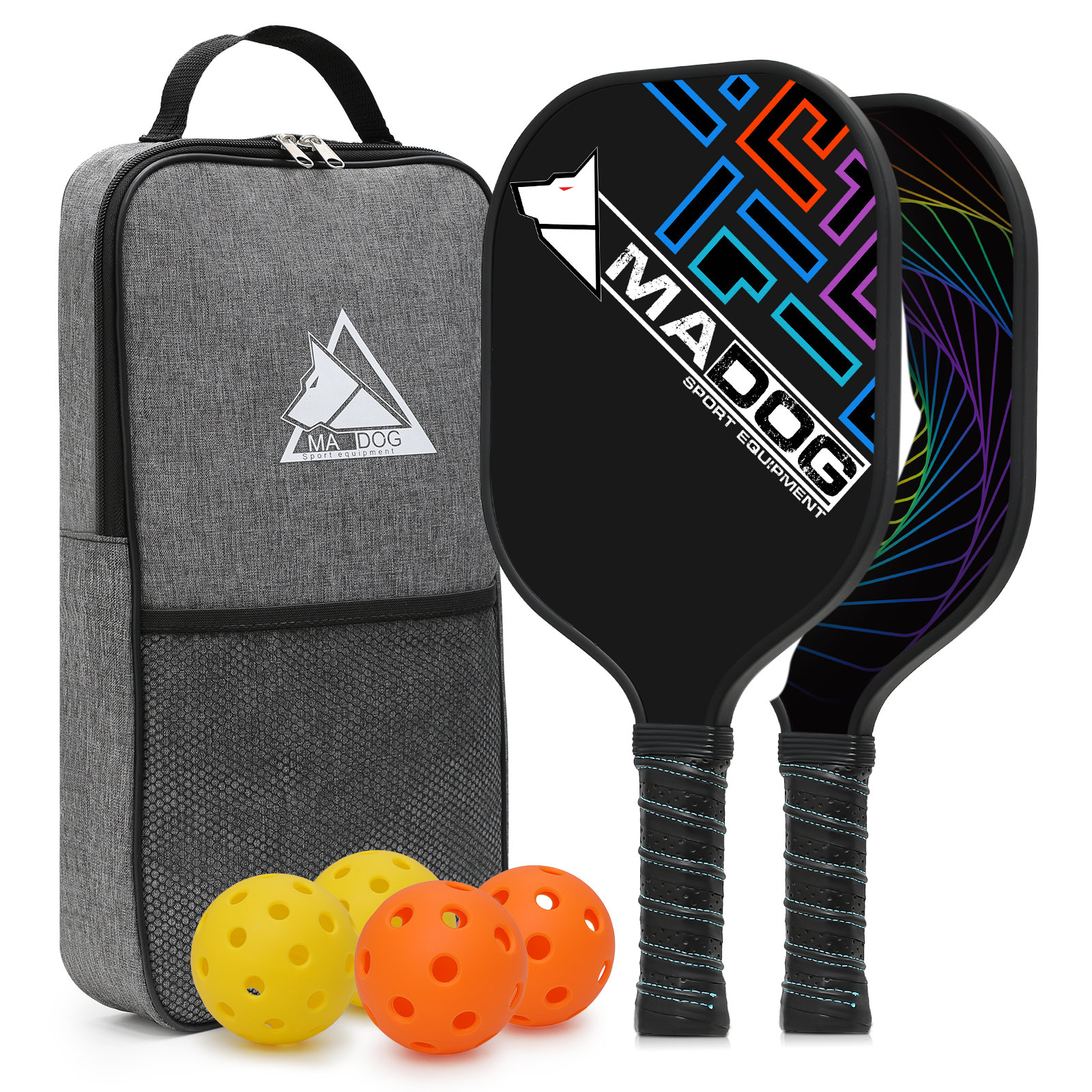 MoNiBloom Pickleball Rackets Set with Non-Slip Grip, 2 Paddles and 4 ...
