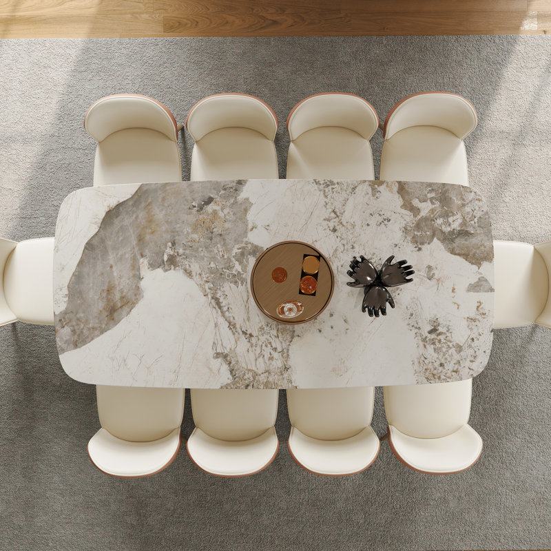 Everly Quinn Modern Rectangular Sintered Stone Dining Table Set | Wayfair