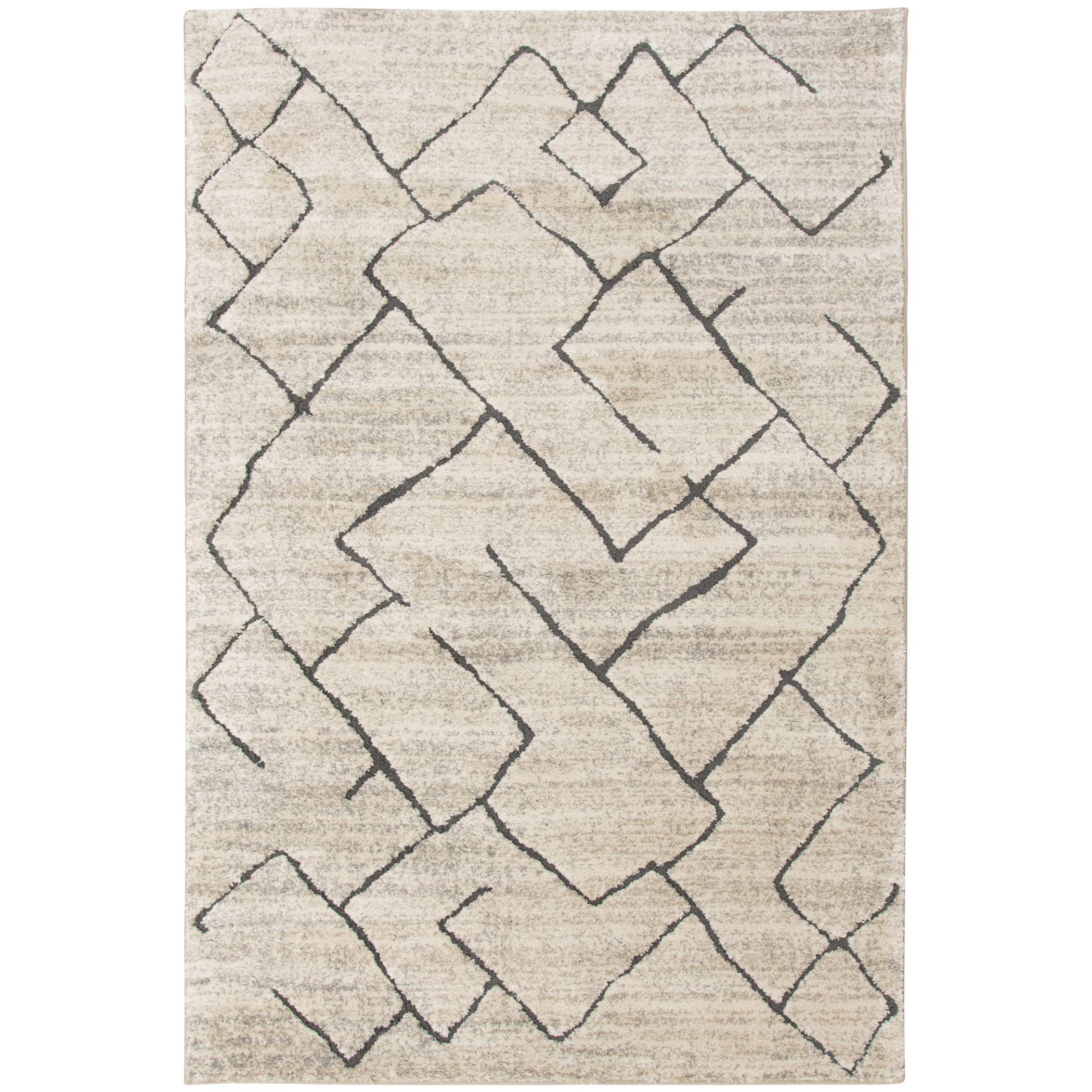 Bungalow Rose Pletcher Beige/Black Abstract Indoor Polyester Area Rug ...