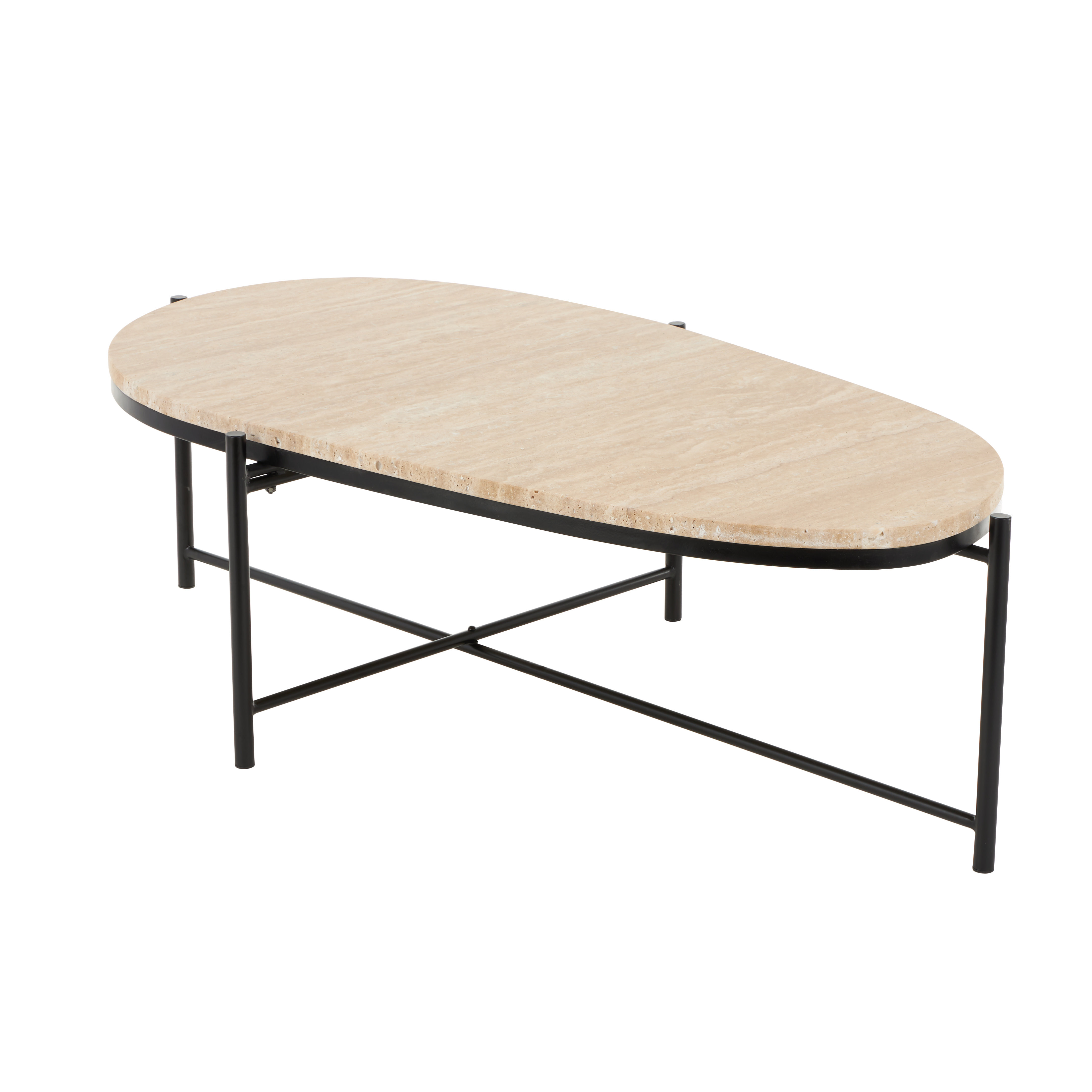 Cole & Grey Cole And Grey Marble Living Room Beige Coffee Table With ...