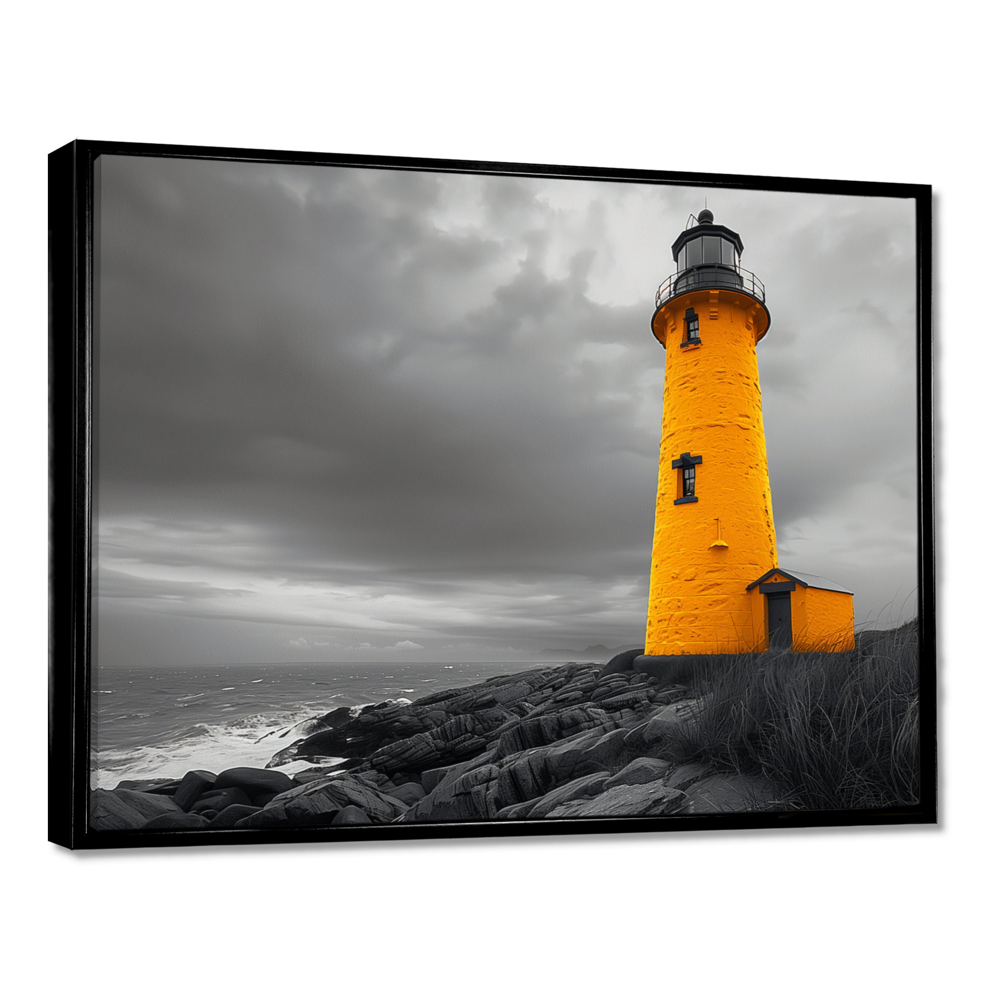 Breakwater Bay Yellow Grey Coastal Winter Lighthouse Cliff ...