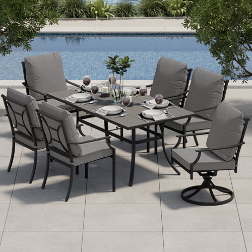 Grand Patio 6 - Person Rectangular Outdoor Dining Set with Cushions ...