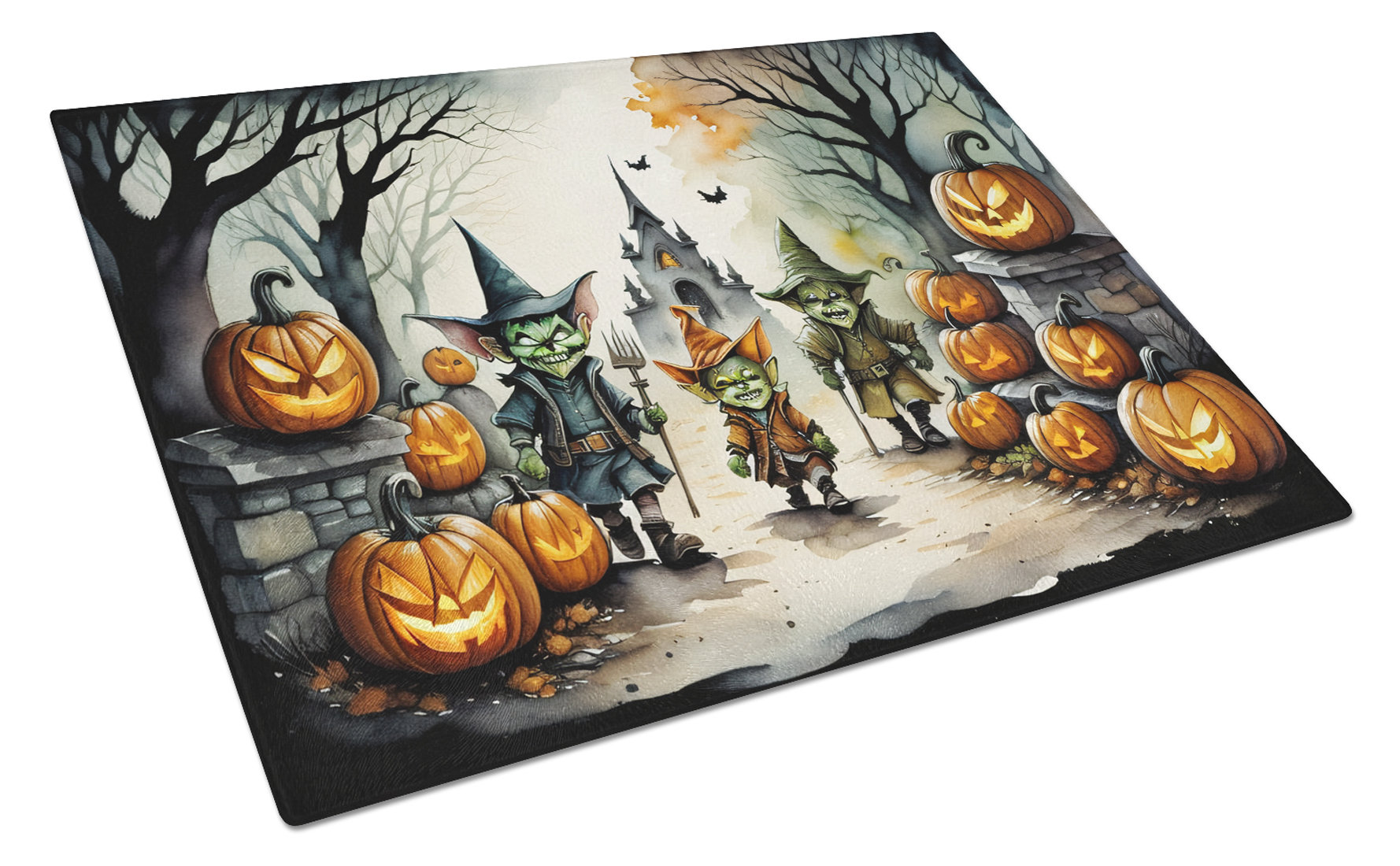 Caroline's Treasures Goblins Spooky Halloween Glass Cutting Board Large ...