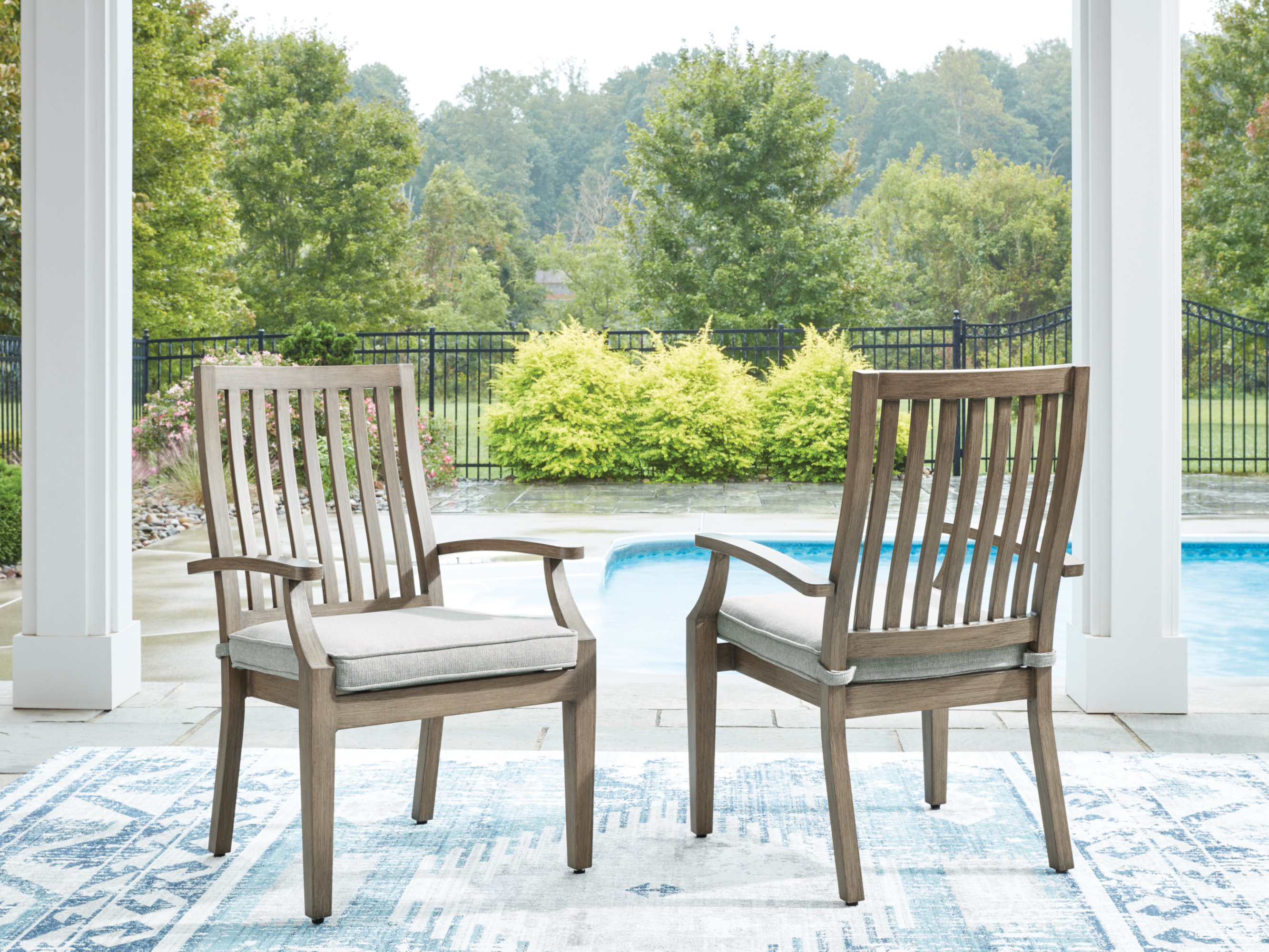 Lark Manor™ Springbrook Outdoor Arm Chair With Cushion (Set Of 2) | Wayfair