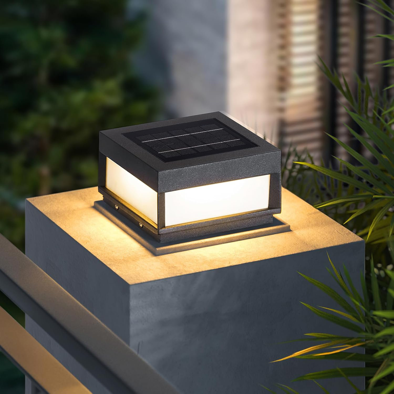 Co-t Modern Solar-Powered Outdoor Post Light - IP65 Waterproof 3000K ...