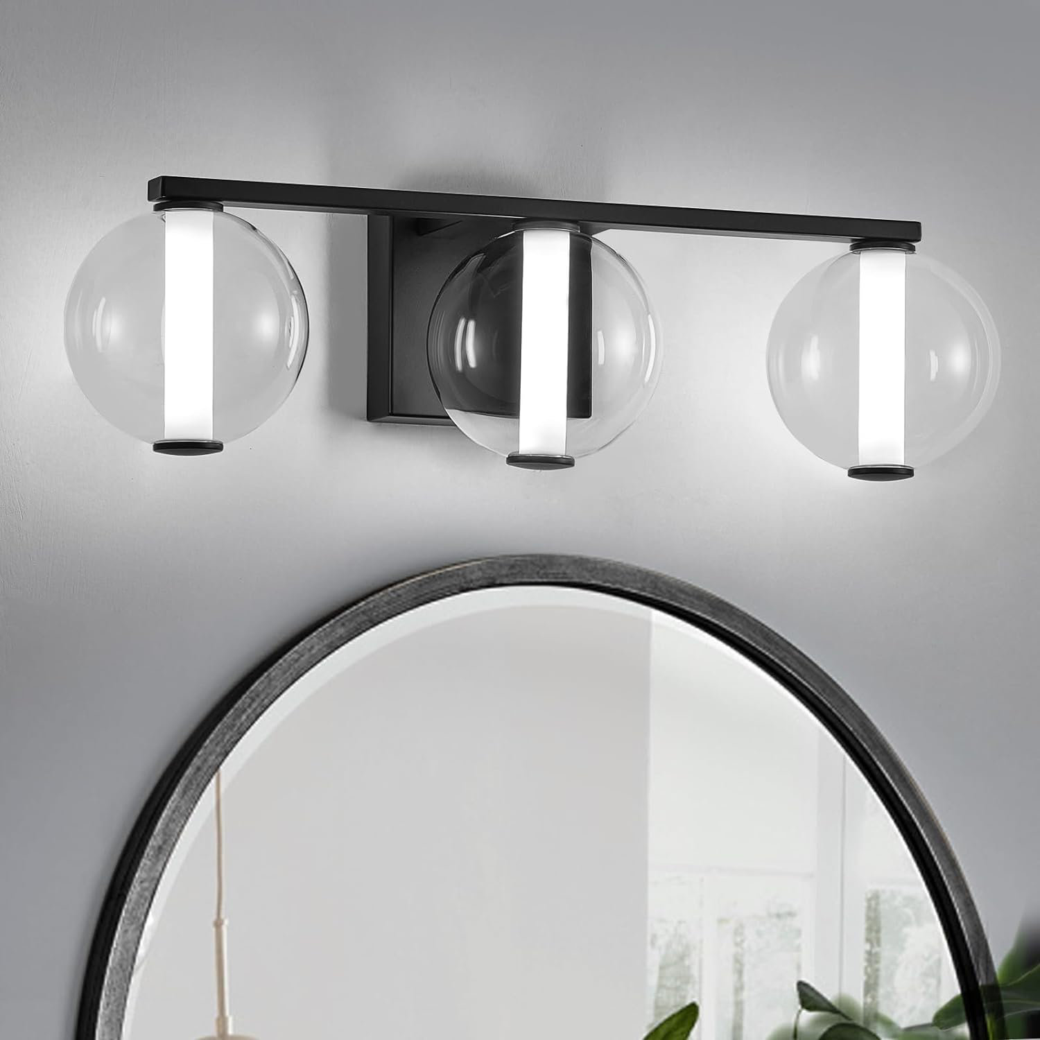LHLYCLX Modern Bathroom Light Fixtures 3-Light Dimmable Black LED ...