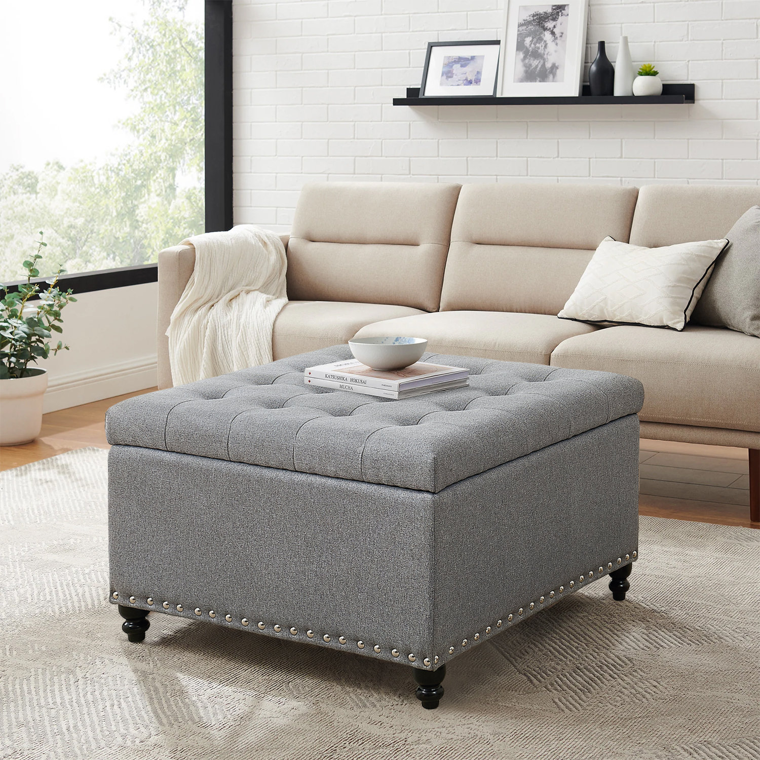 Alcott Hill Boudicca Oversized Tufted Ottoman Bench for Living Room ...