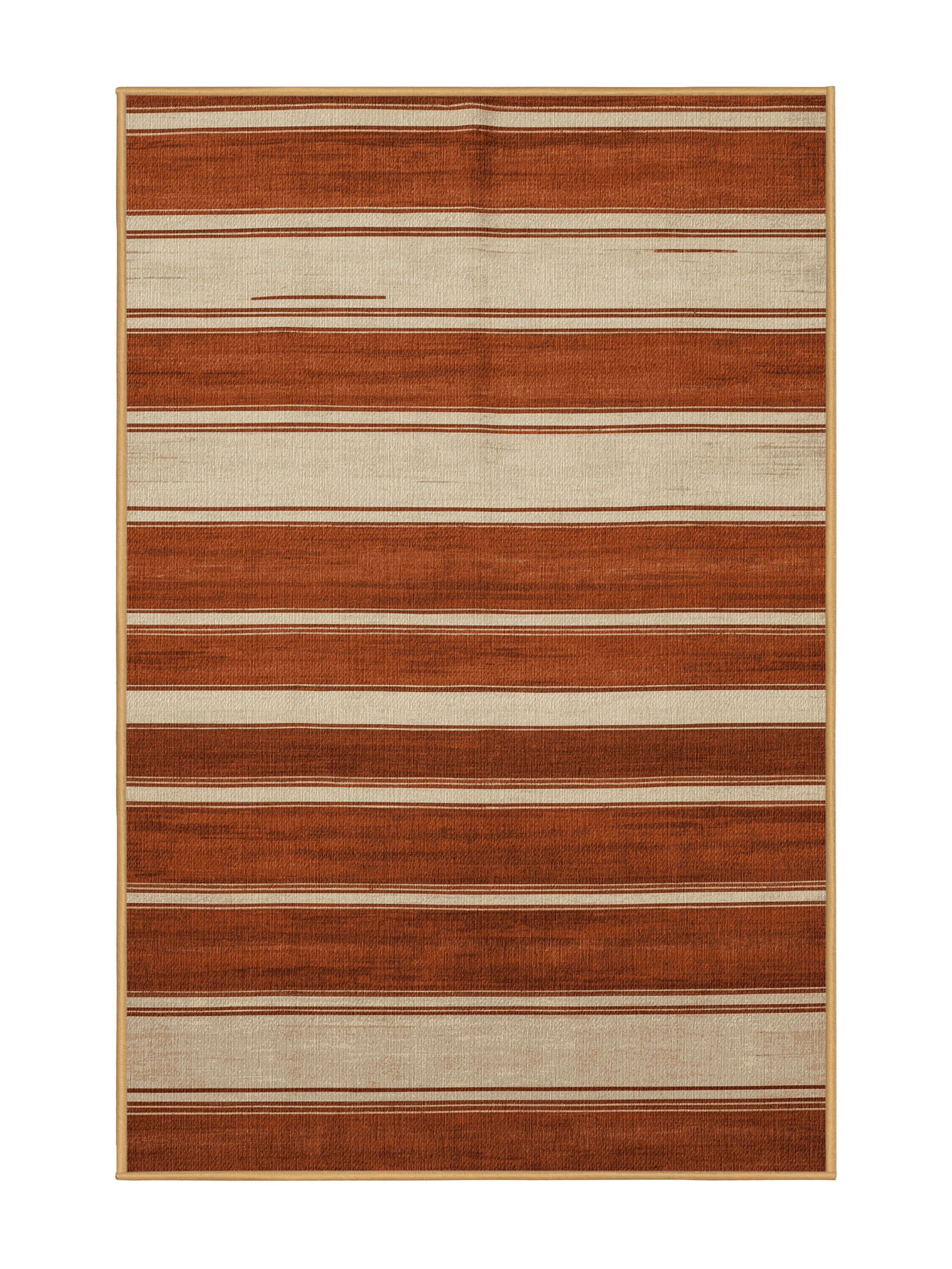 Hokku Designs Washable Rust Cream Striped Area Rug | Wayfair