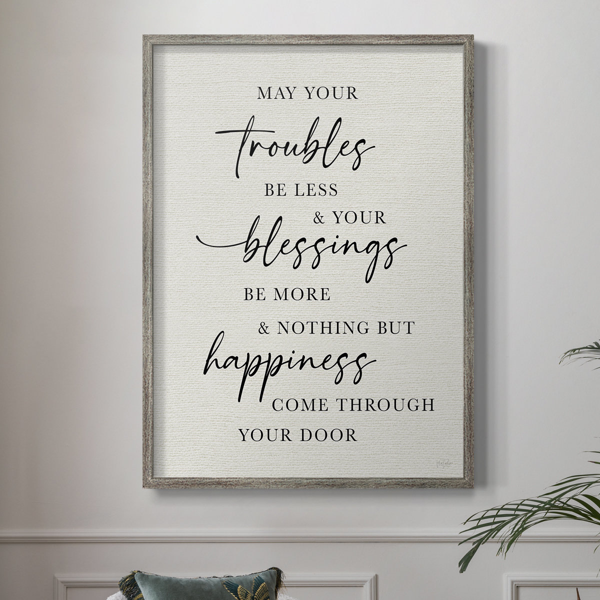 Trinx Less Troubles Framed Print - Solid Wood | Wayfair