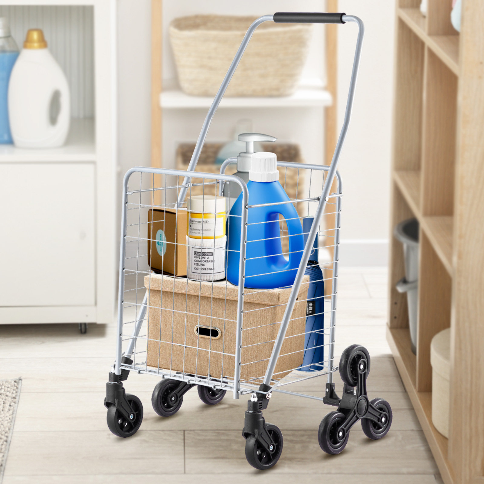 VEVOR Stair Climbing Cart Foldable Shopping Cart 45L with Stair ...