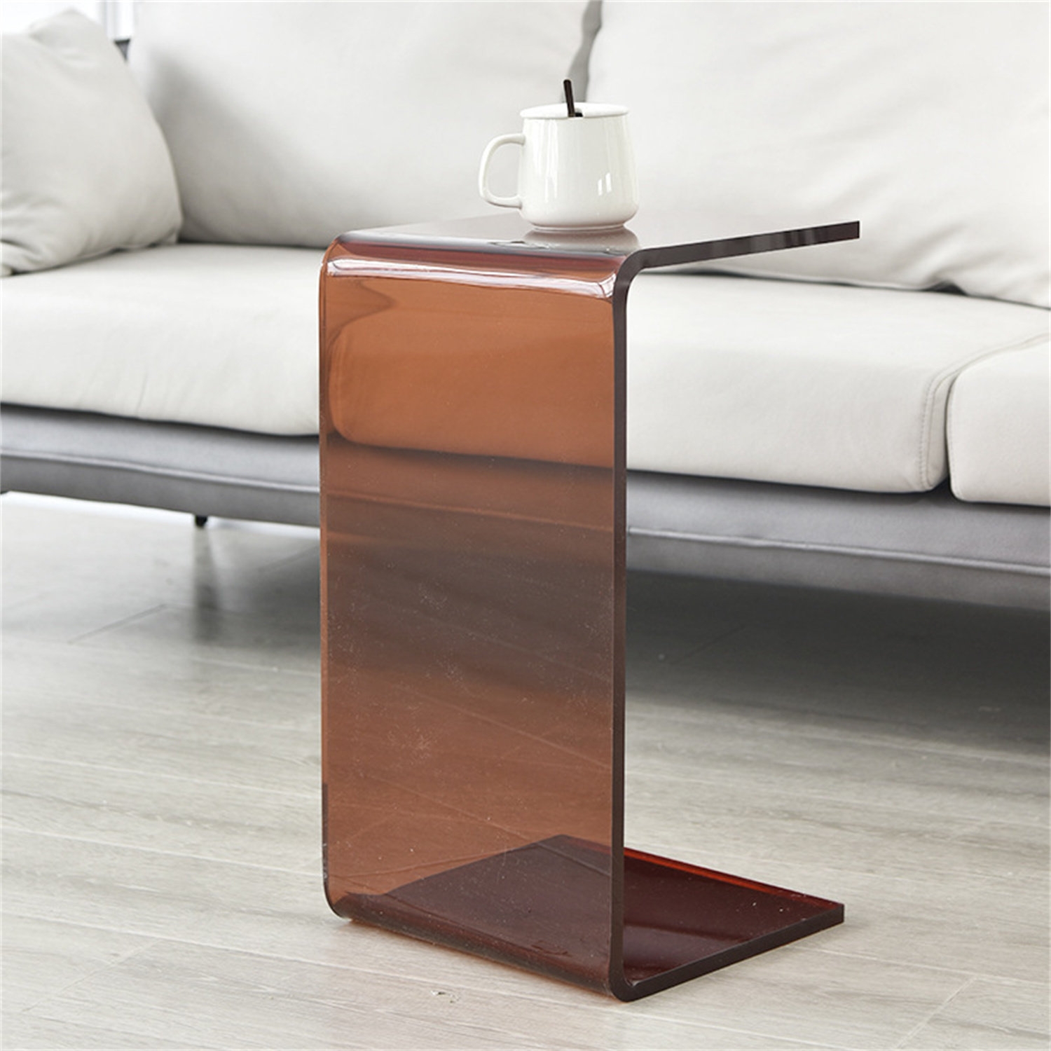Wrought Studio™ Bassheva C Shape Acrylic Side Table Small Simple Modern ...