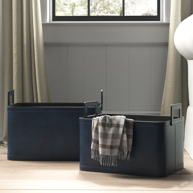 Birch Lane™ 2 Piece Leather Basket Set & Reviews | Birch Lane
