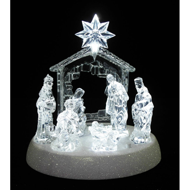 Northlight Seasonal LED Holy Family in Stable Christmas Nativity Scene ...