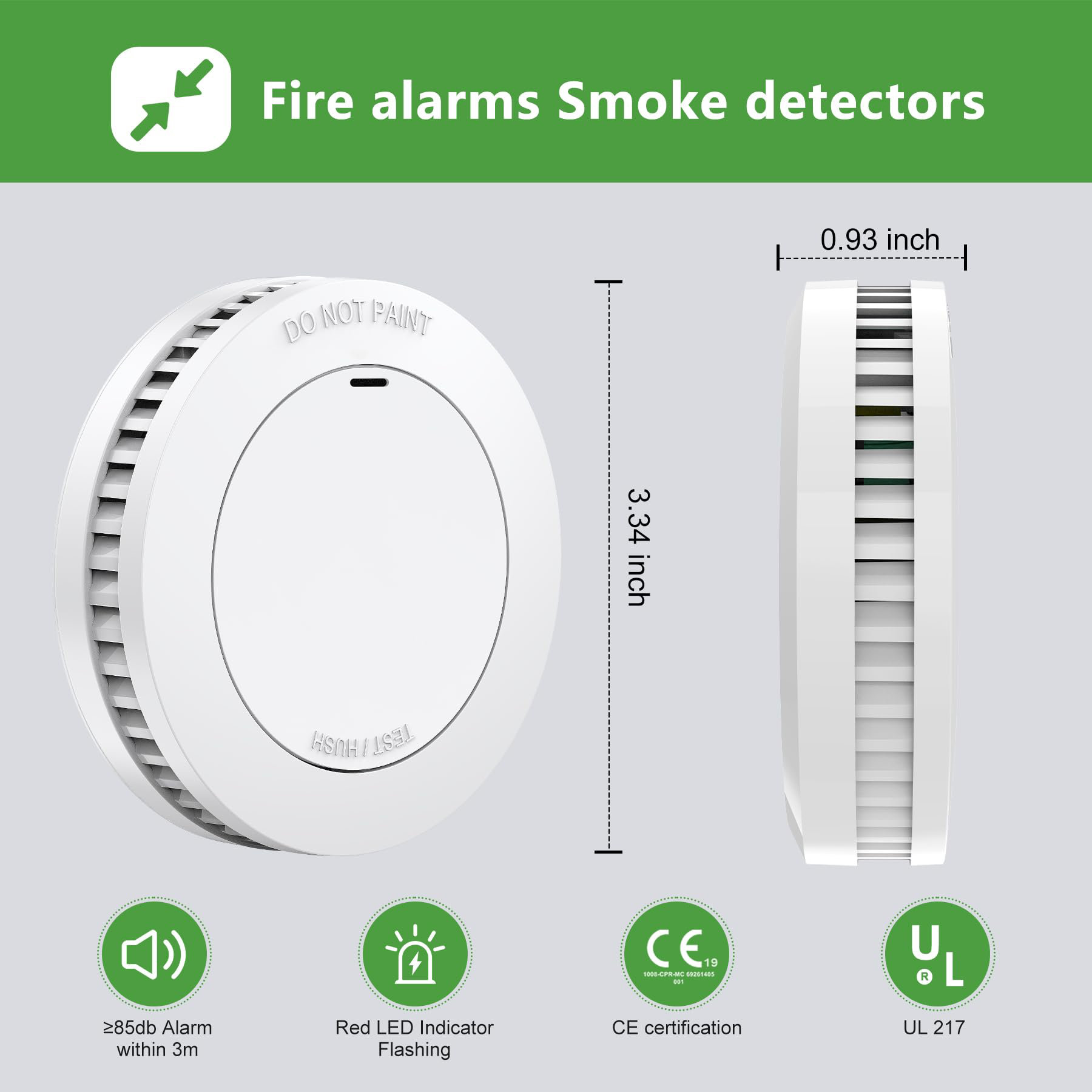 BEACHWATER POOL & SPA, LLC Fire Alarm Fire Detector 3.5-Inch Mini Sleek ...