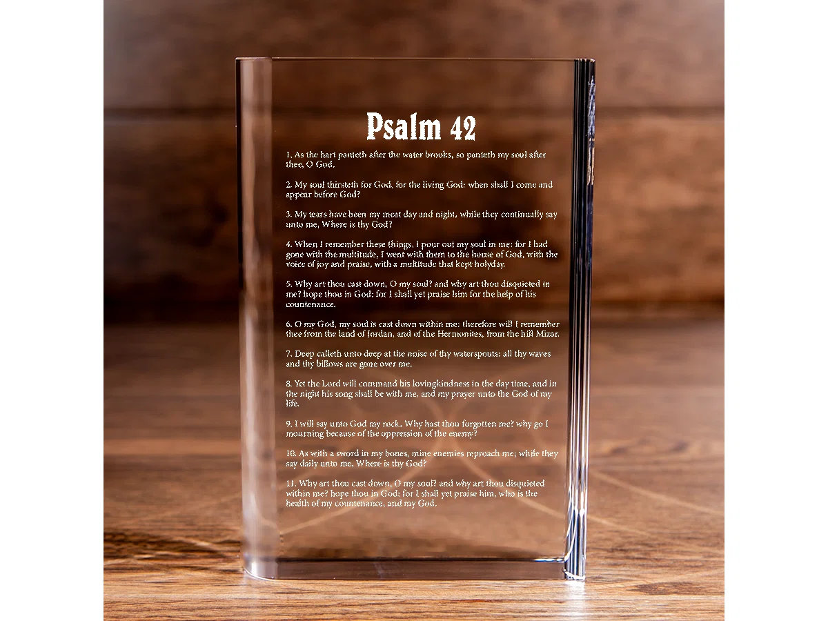 Trinx Jesai Psalm 42 Laser Engraved Crystal Book - Elegant Religious ...