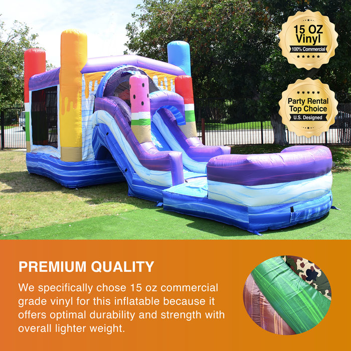 JumpOrange Ice Pops Bounce House Water Slide Combo with Splash Pool ...
