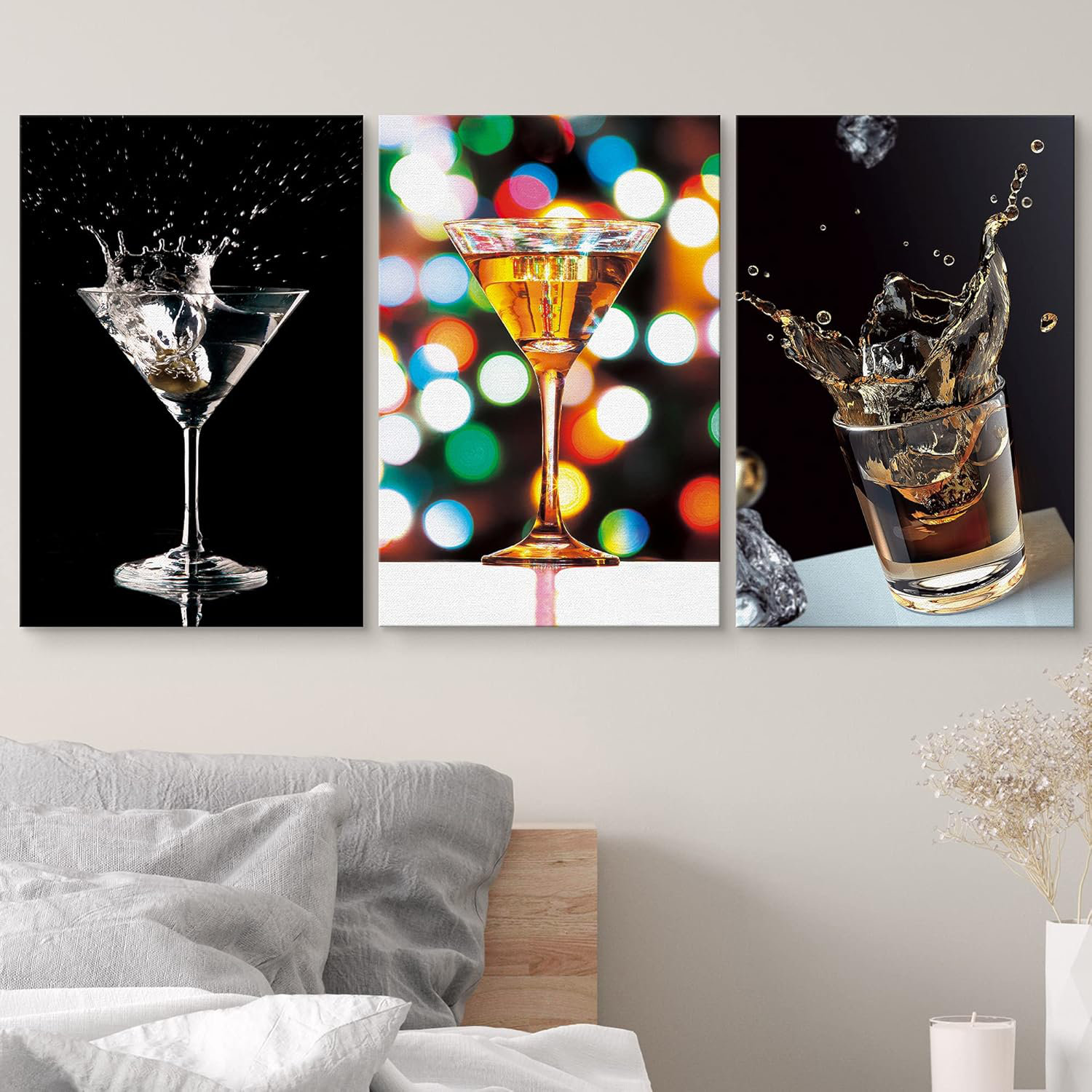IDEA4WALL Martini & Bourbon Glass Display Drinks Cocktails Photography ...