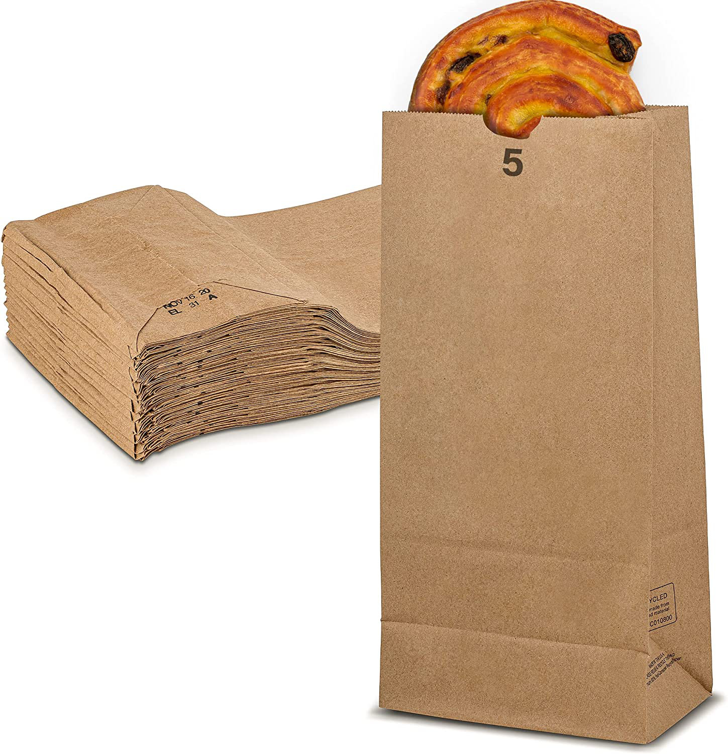 Prep & Savour Delmastro Brown Paper Bags 5 lb. - Disposable Paper Lunch ...