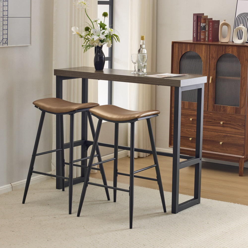 17 Stories 47.24in Modern Counter Height Bar Table and Chairs Set with ...