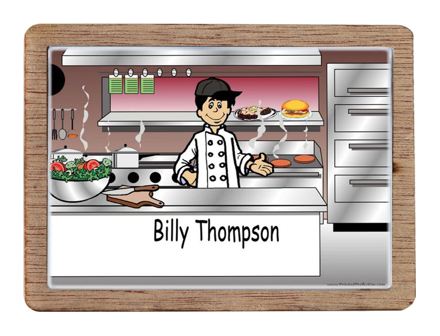 Printed Perfection Personalized Chef, Cook Male Wooden Magnet - Great ...