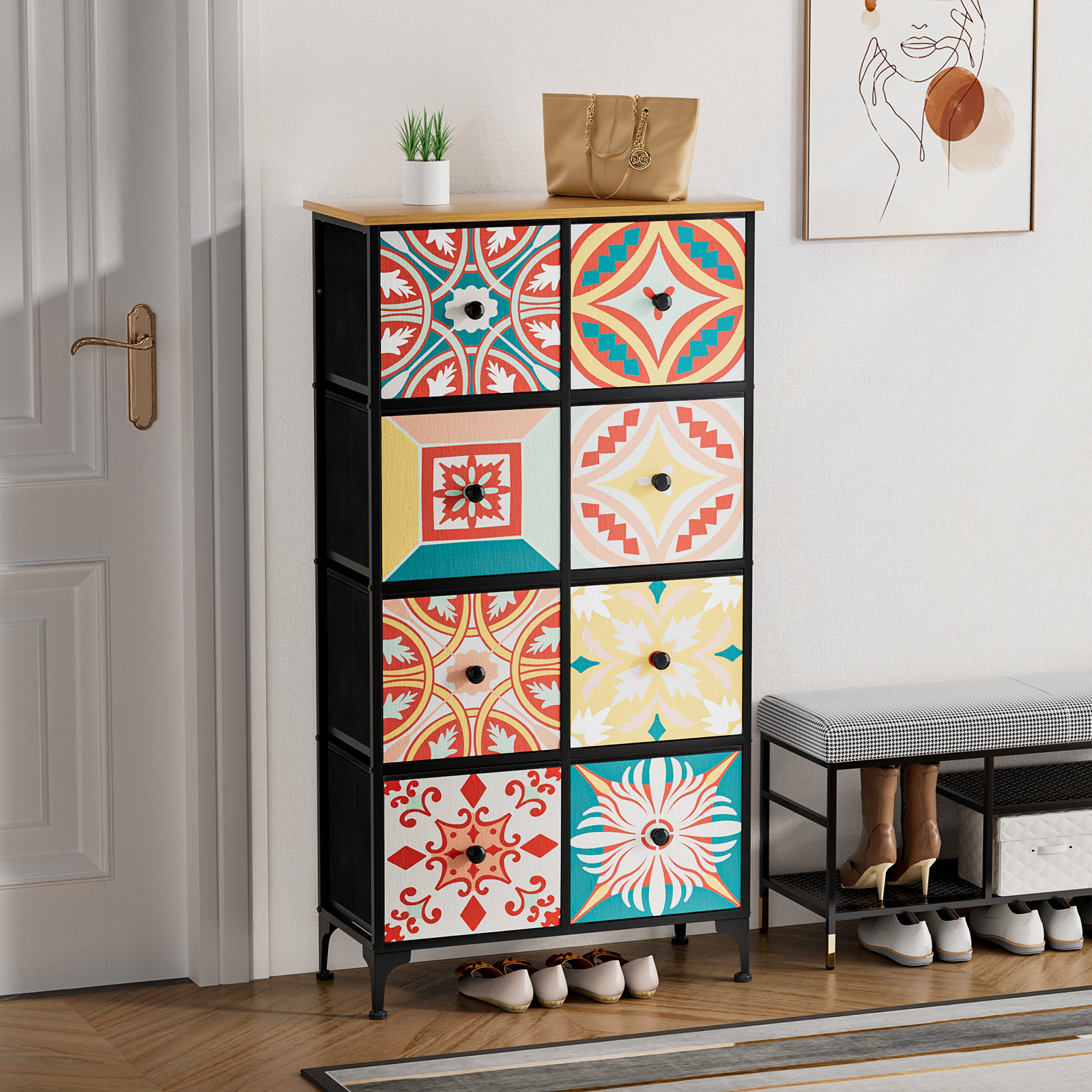 Bungalow Rose Abhinay Dresser for Bedroom with 8 Drawers, Tall Storage ...